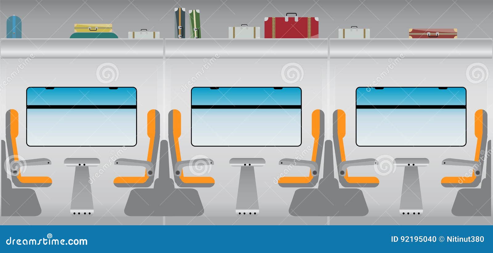 Flat Design of Inside Passenger Train Stock Vector - Illustration of ...