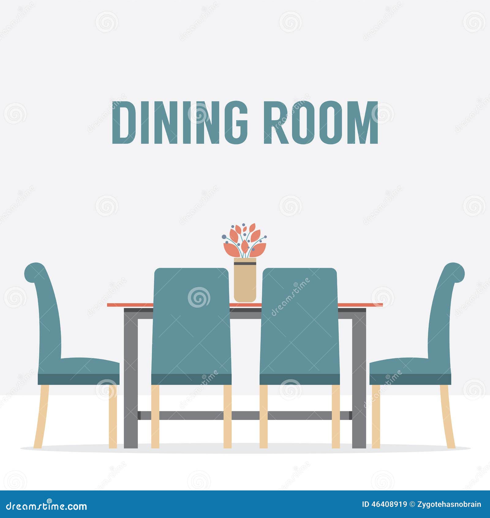 Flat Design Interior Dining Room Stock Vector - Illustration of dining ...