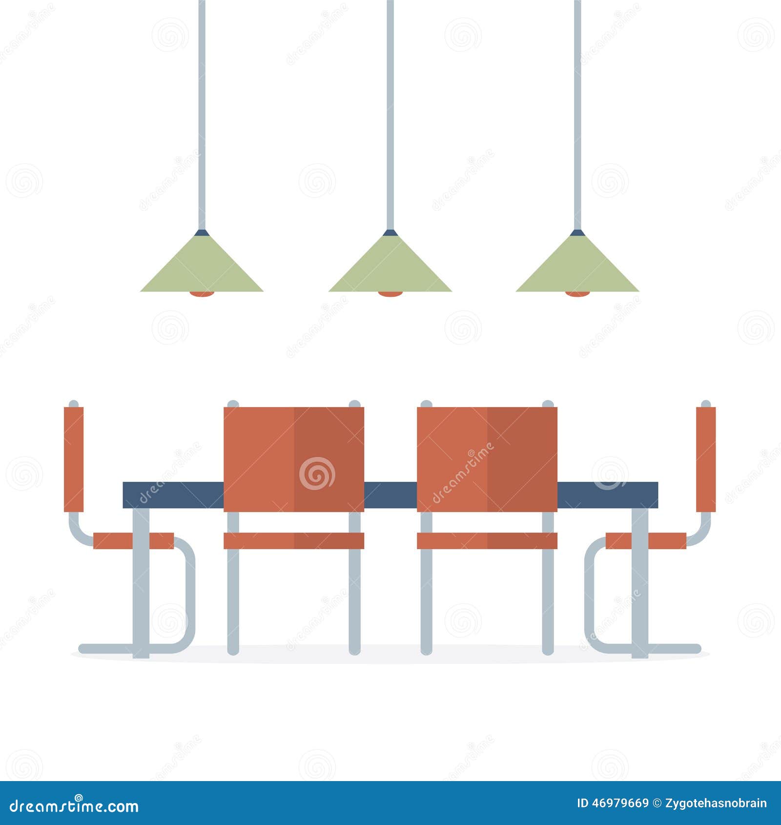 Flat Design Interior Dining Room Stock Vector - Illustration of ...