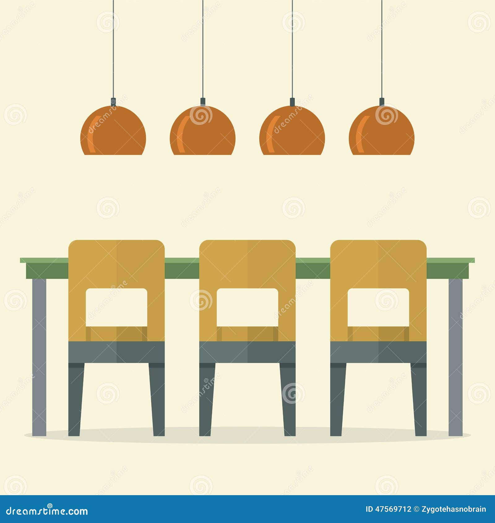 Flat Design Interior Dining Room Stock Vector - Illustration of vector ...