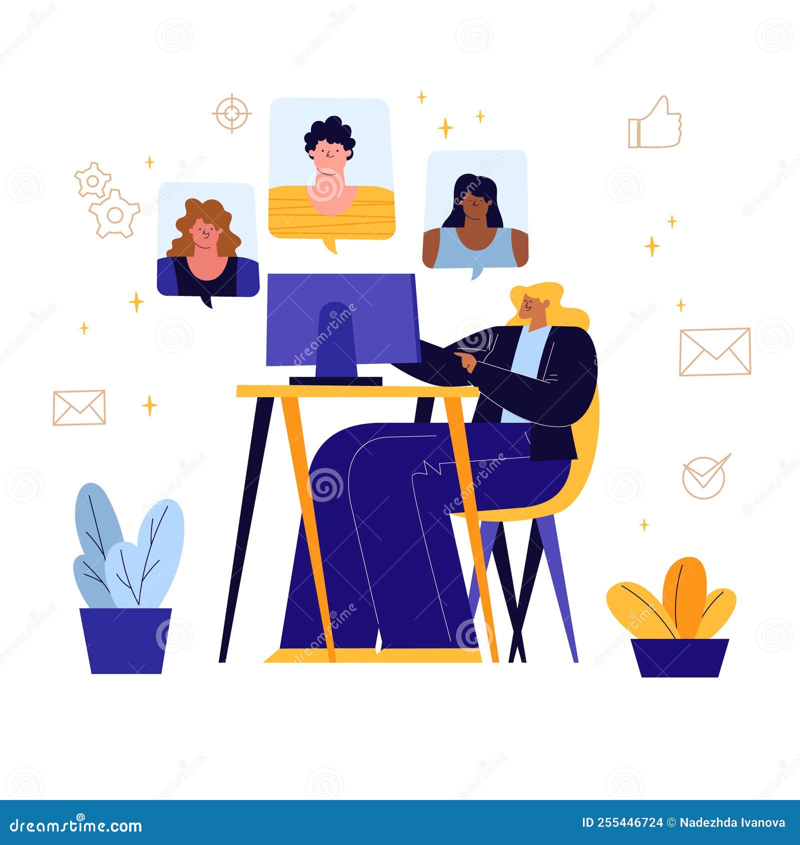 Flat Design International Employees Vector Illustration. Stock Vector ...