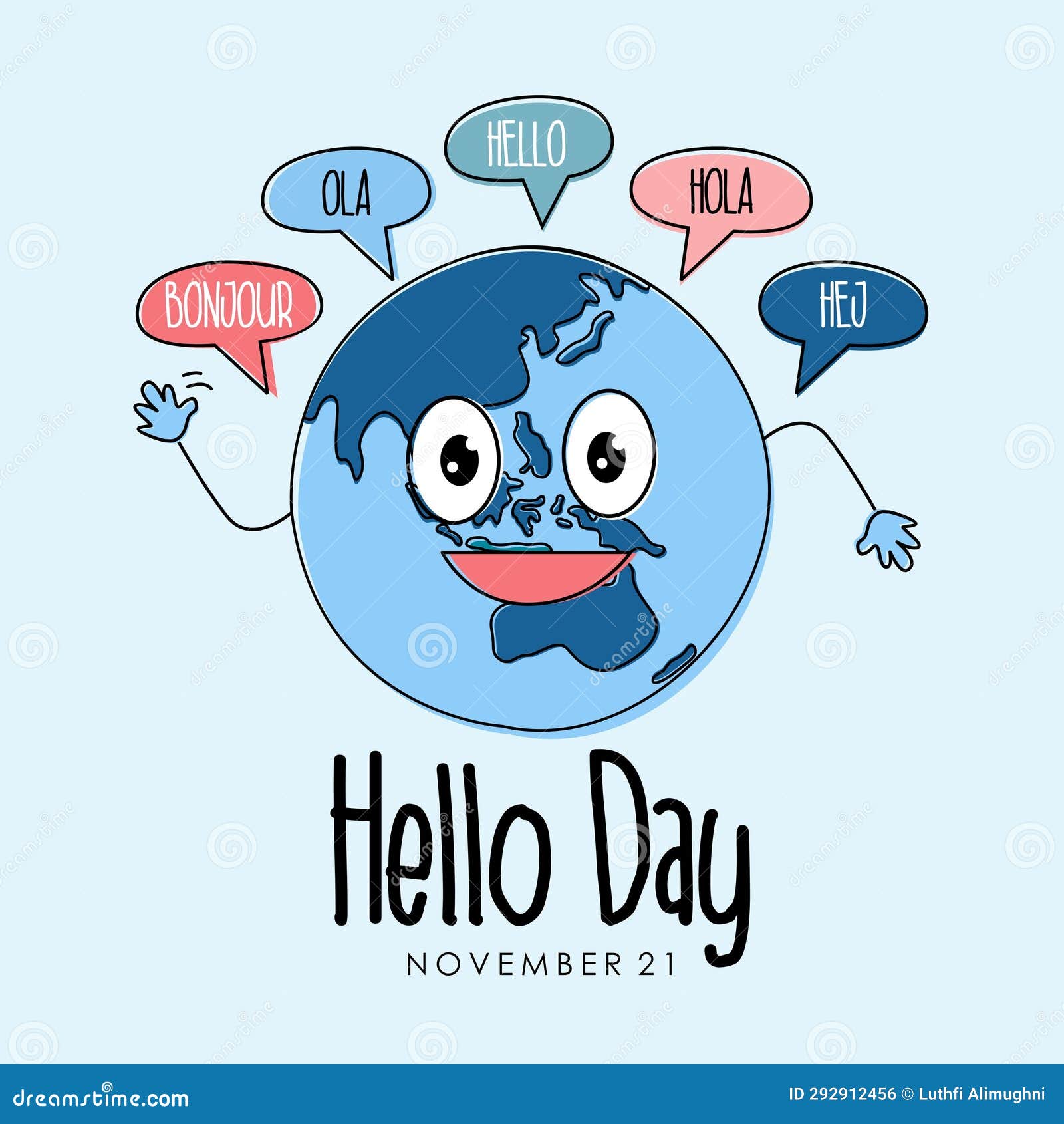 International Hello Day Poster Template Vector Stock Vector ...