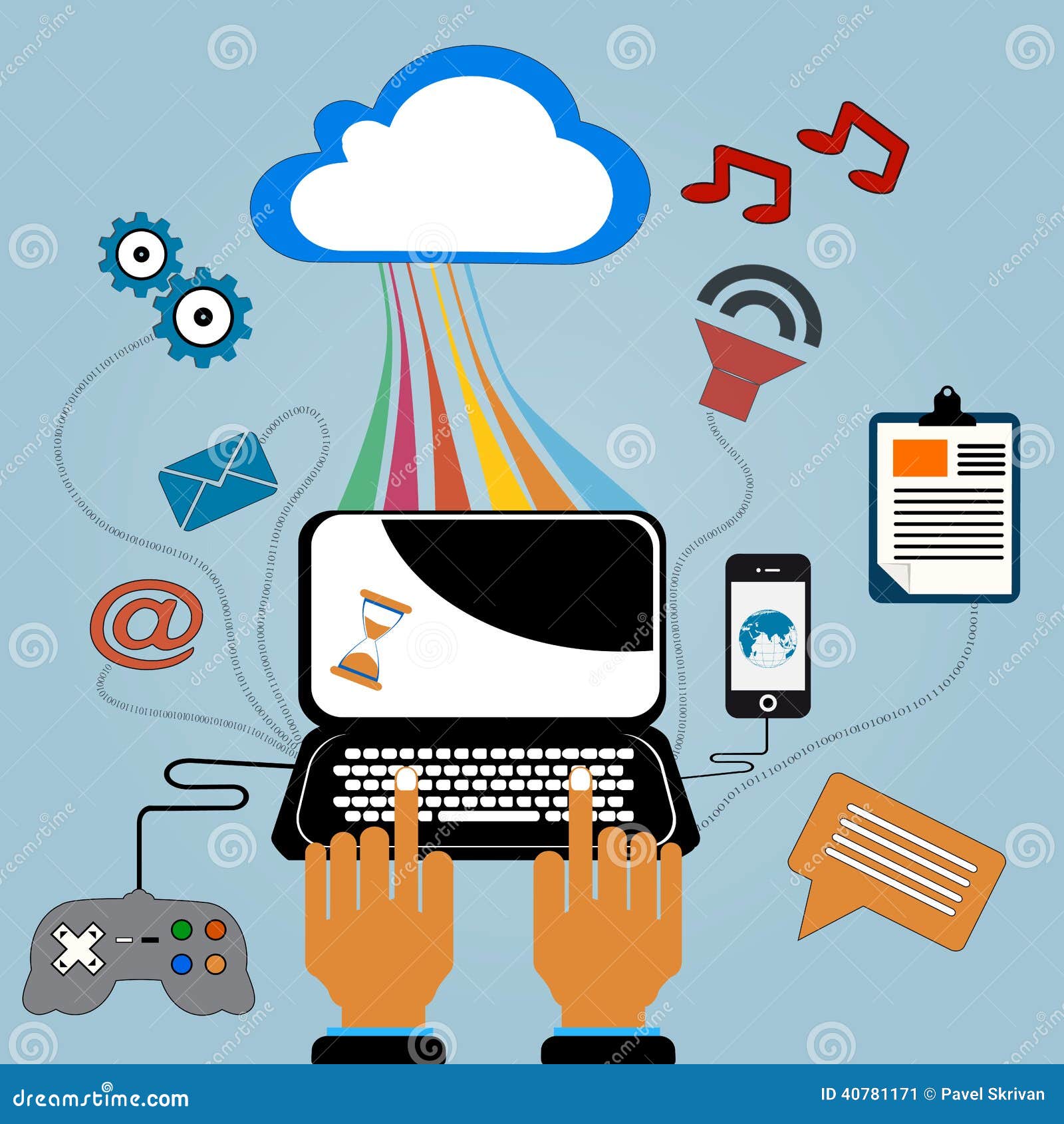 Flat design internet cloud stock illustration. Illustration of send ...