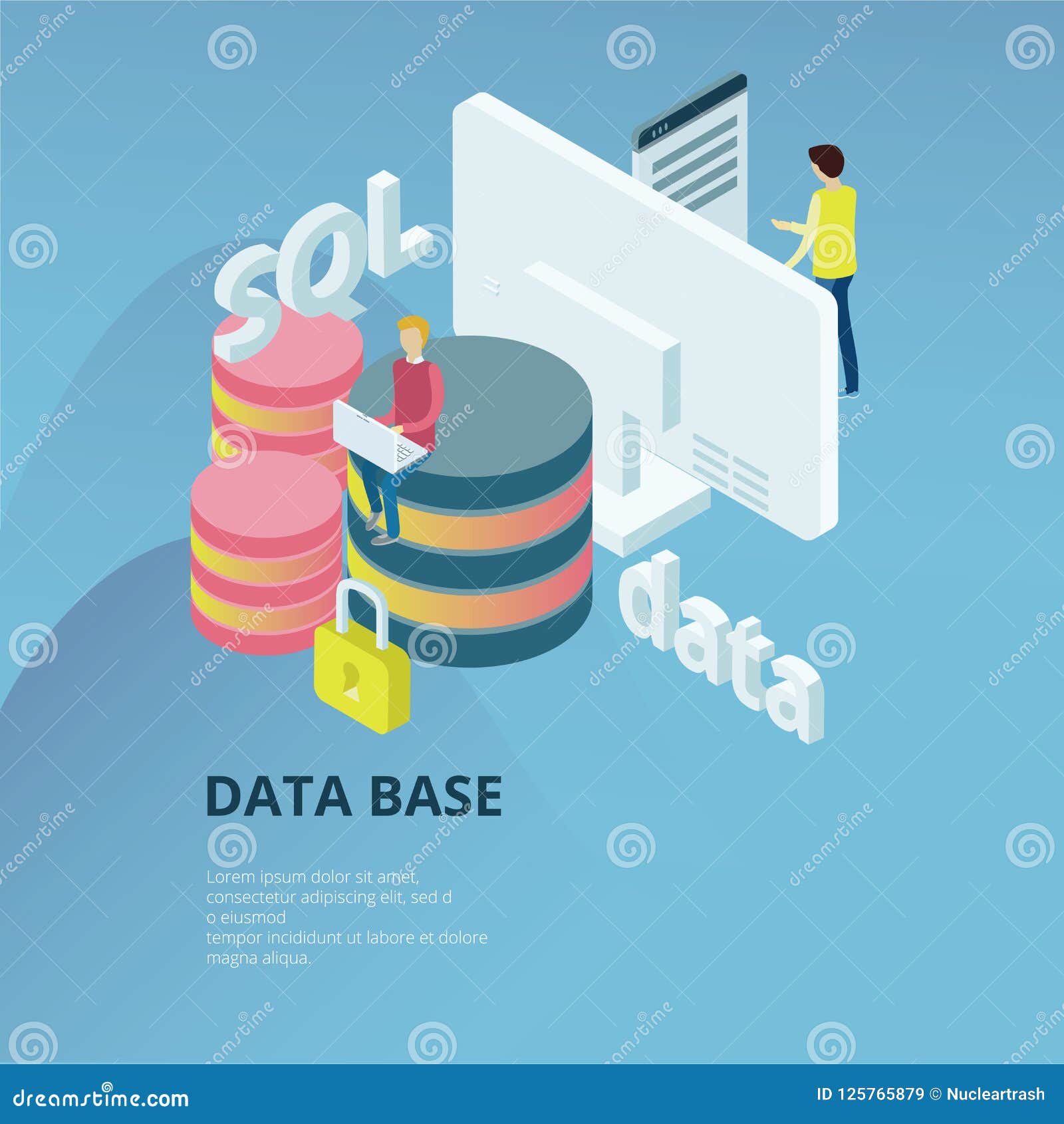 Data Base Concept Structure, Cartoon Style Vector Illustration ...
