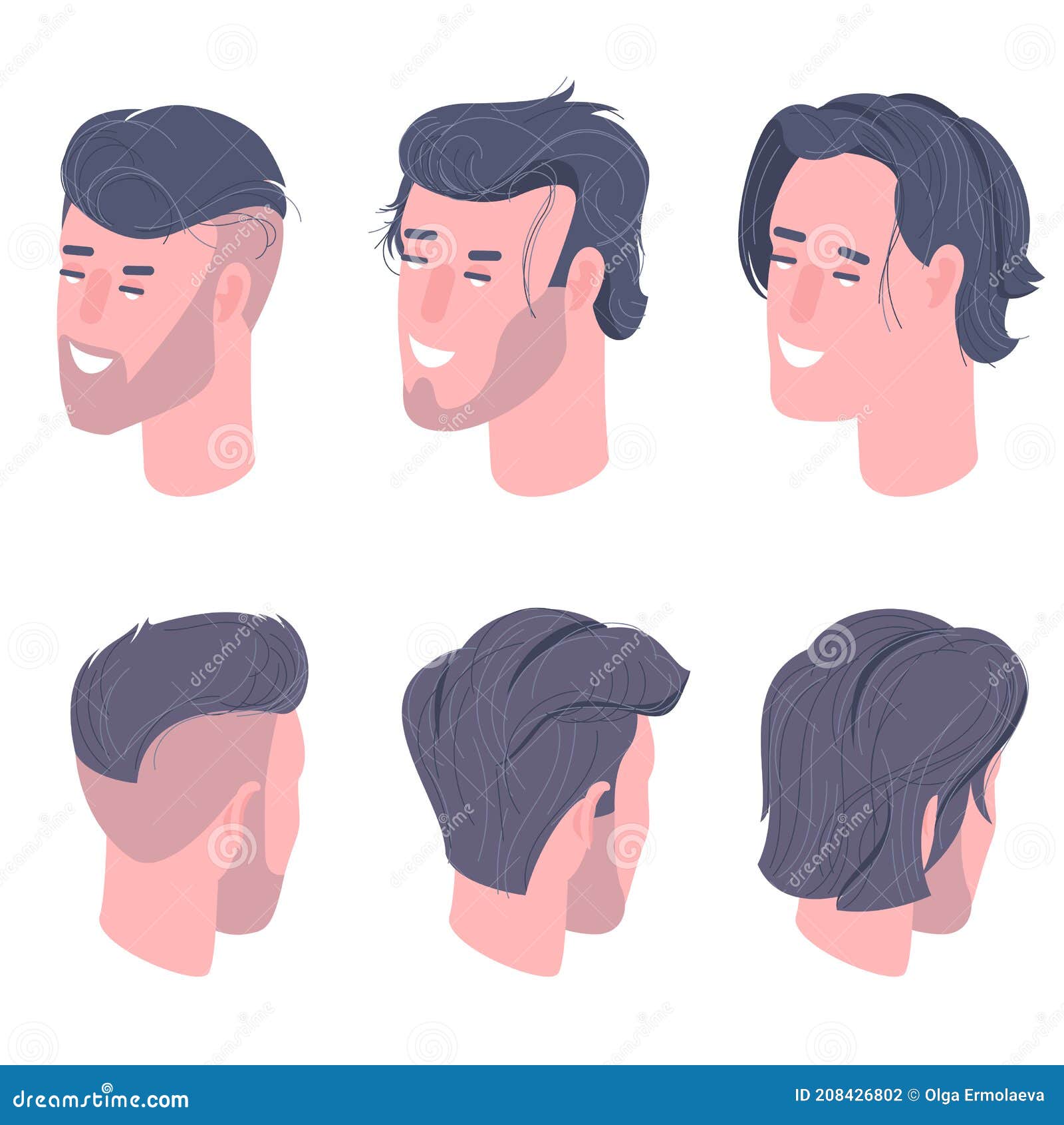 Flat Design Isometric Men Character Heads Stock Vector - Illustration ...