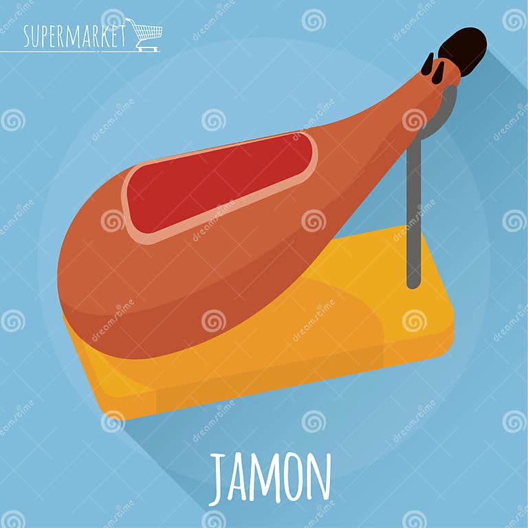 Flat Design Jamon Vector Icon Stock Vector - Illustration of kitchen ...
