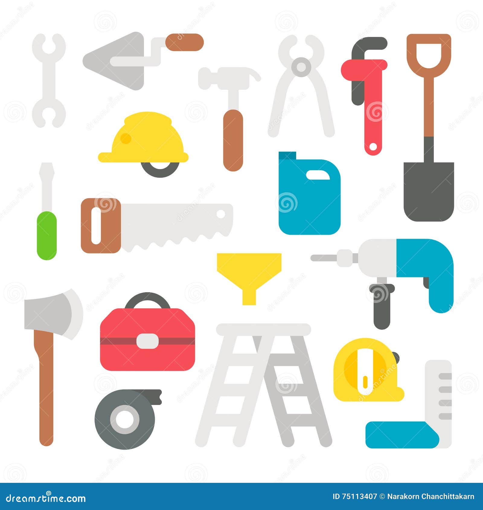 Flat Design Labor Tools Set Stock Vector - Illustration of equipment ...