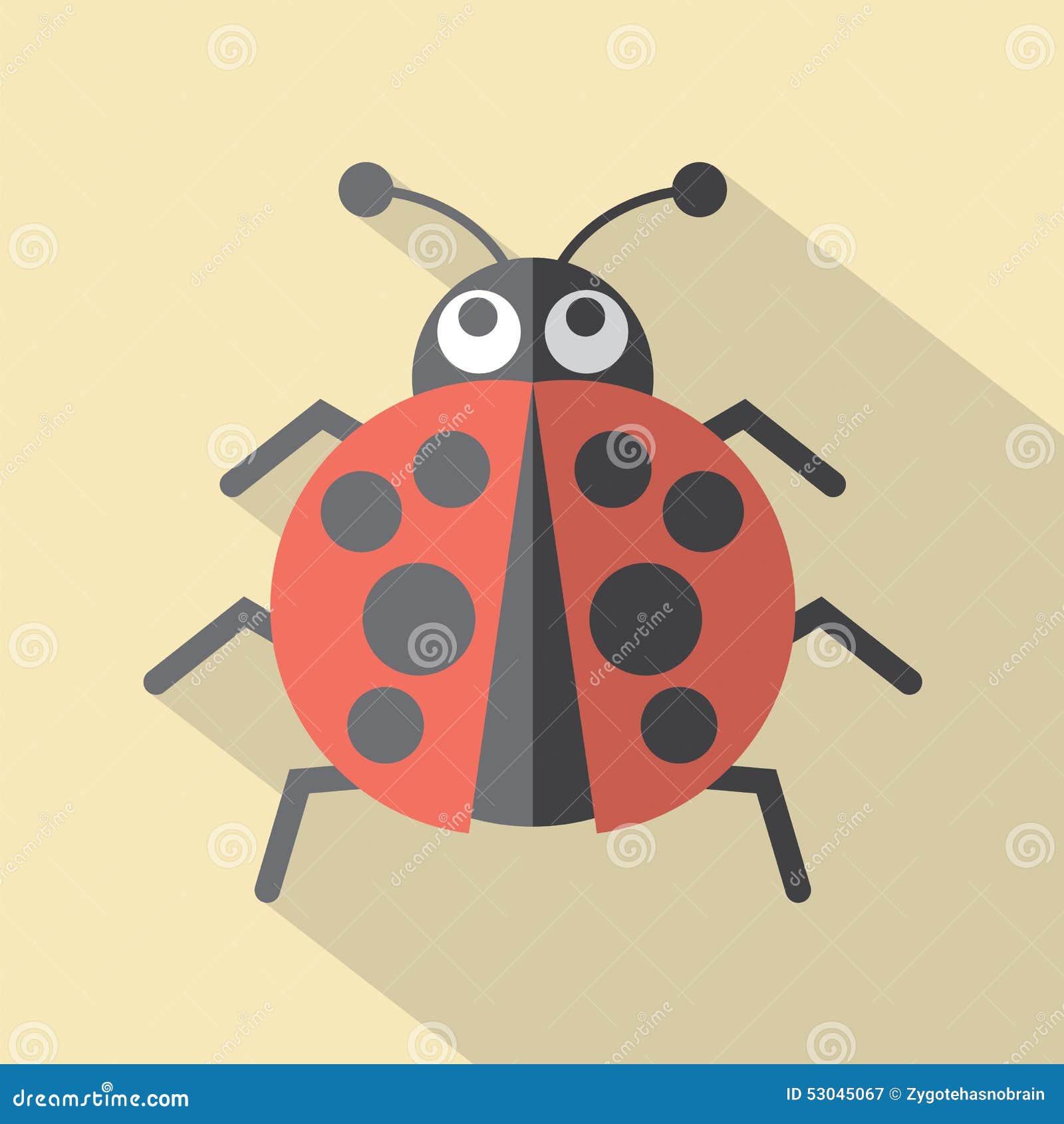 Flat Design Ladybug Icon stock vector. Illustration of flat - 53045067