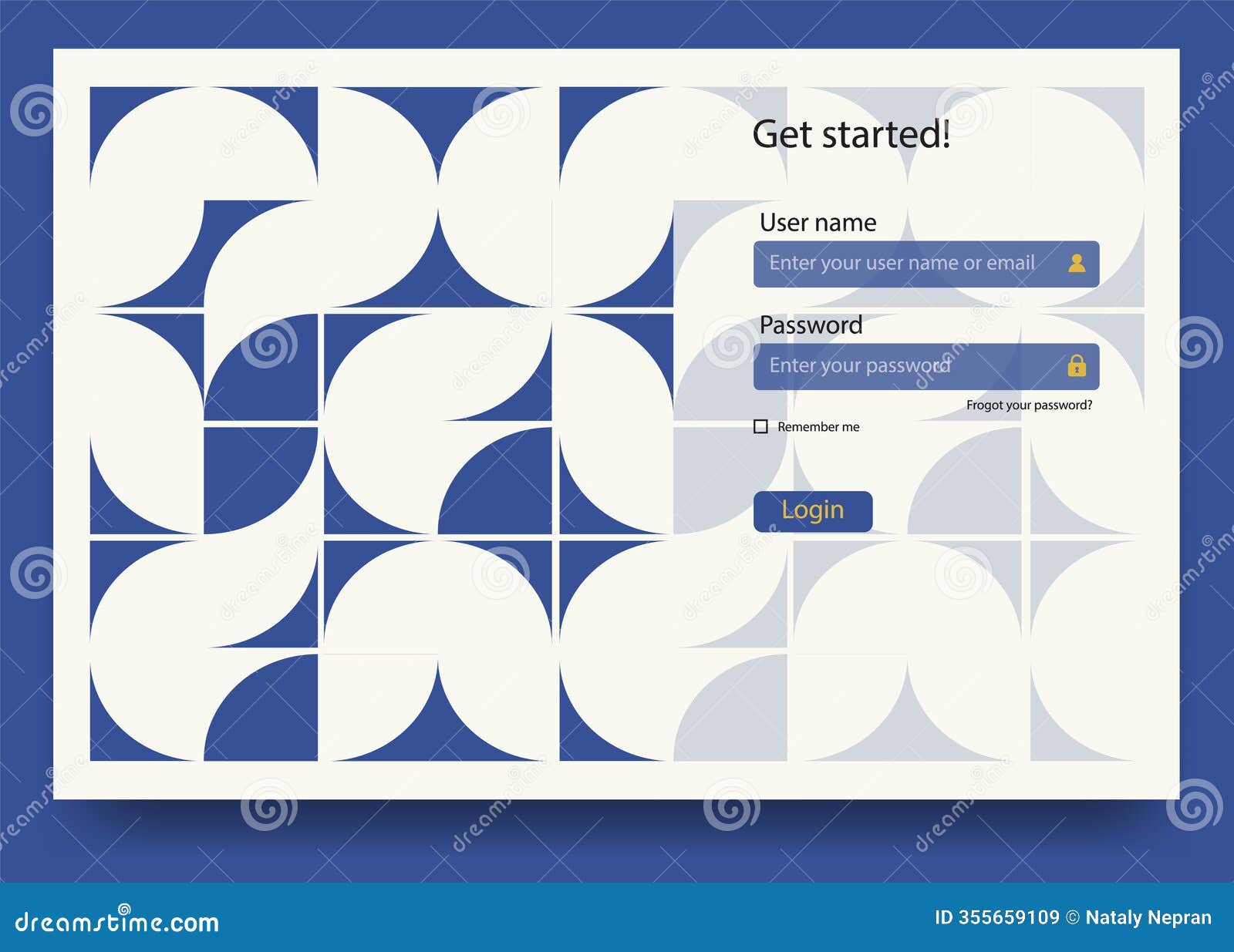 Flat Design Landing Page. Login Form User Interface Vector Template ...