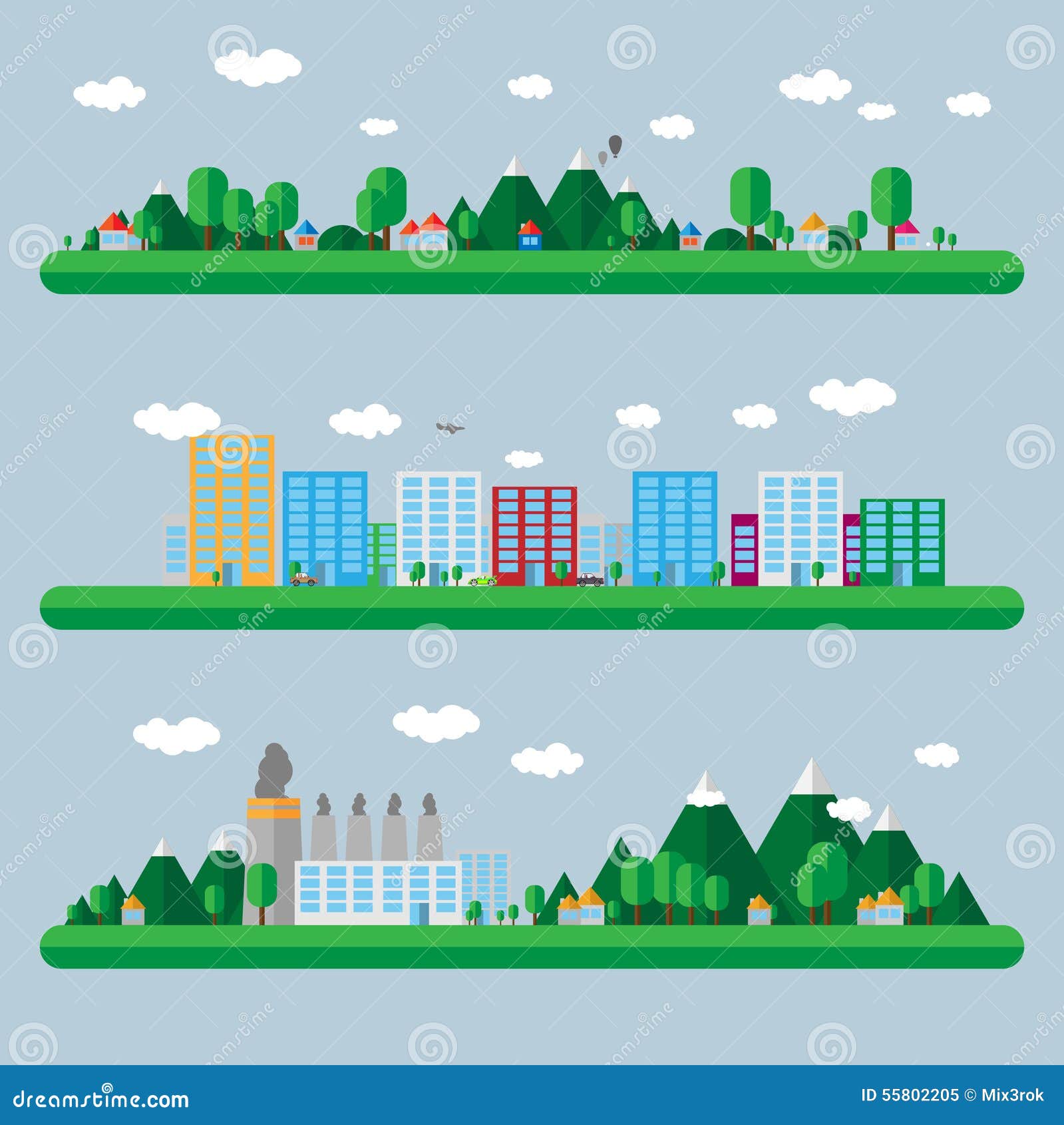 Flat Design Landscape Illustration Stock Vector - Illustration of ...