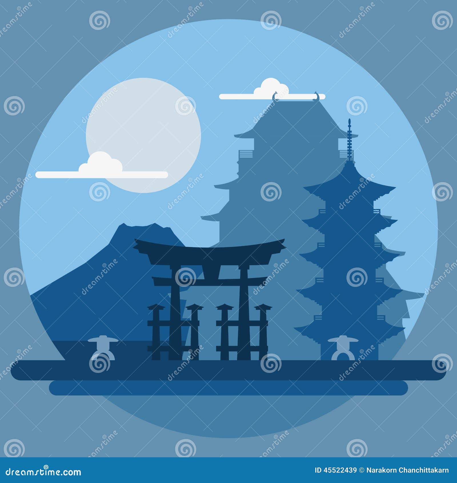 Flat Design Landscape of Japan Stock Vector - Illustration of landscape ...