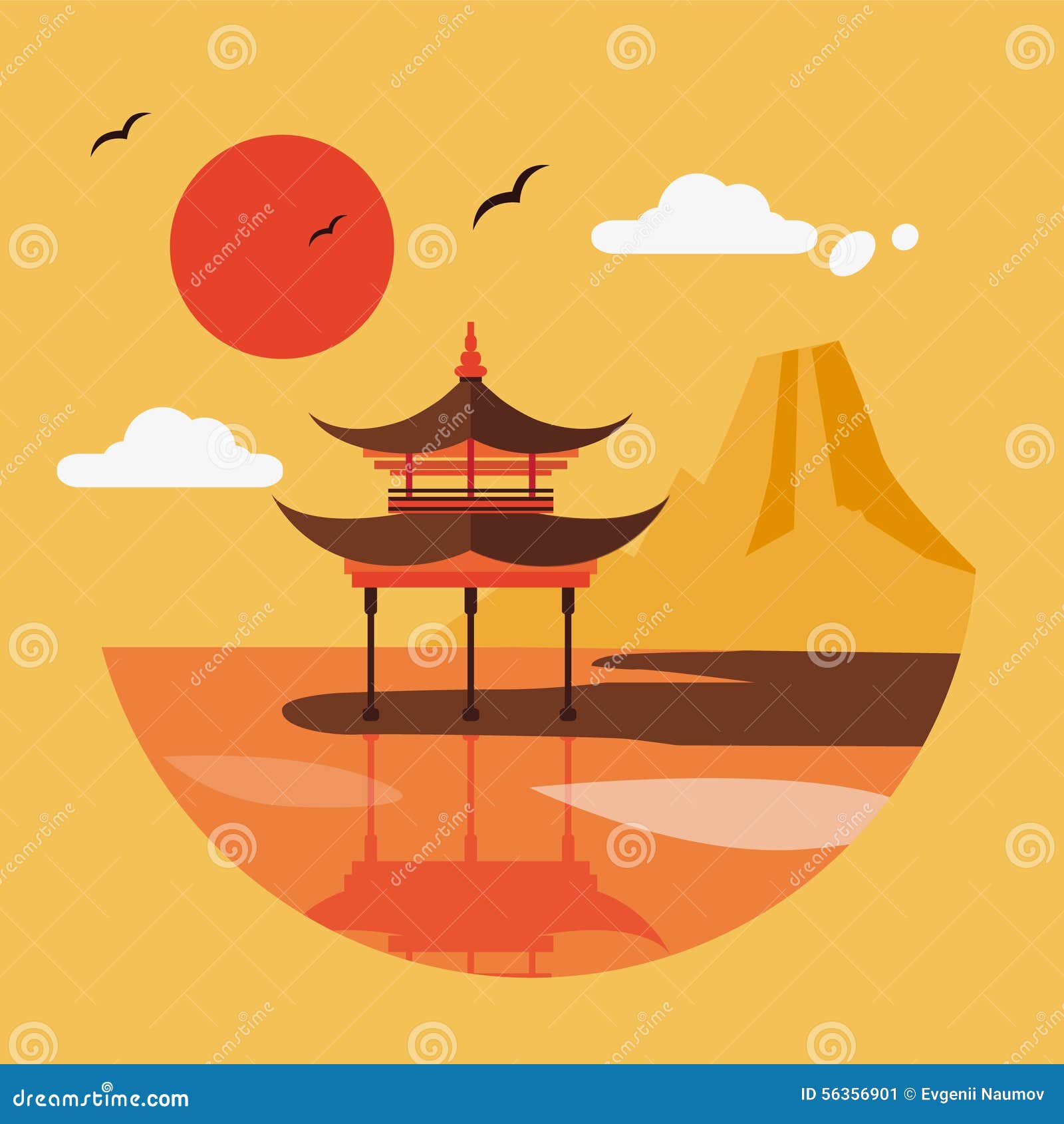 Flat Design Landscape of Japan Stock Vector - Illustration of ...