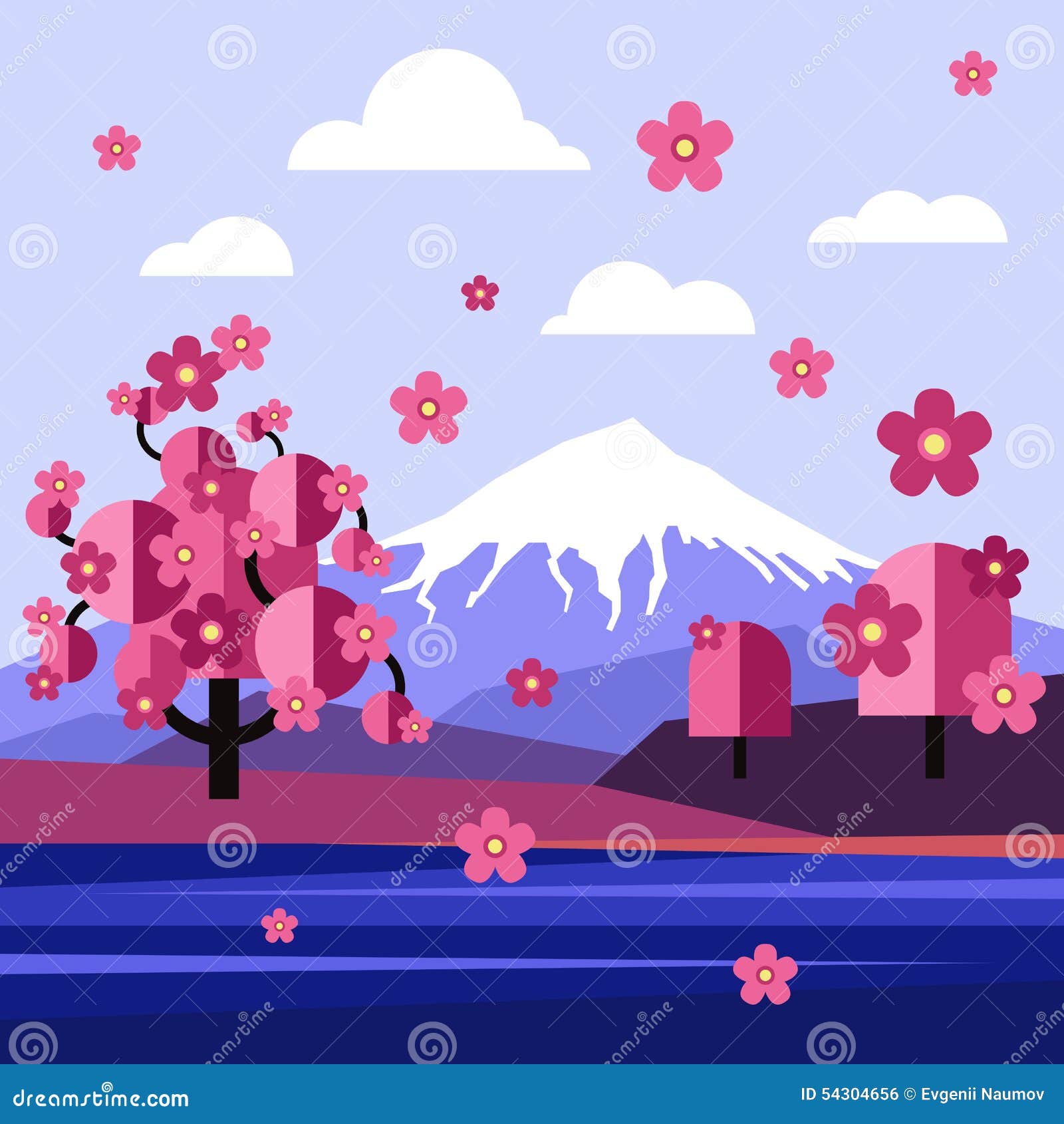 Flat Design Landscape of Japan Vector Stock Vector - Illustration of ...