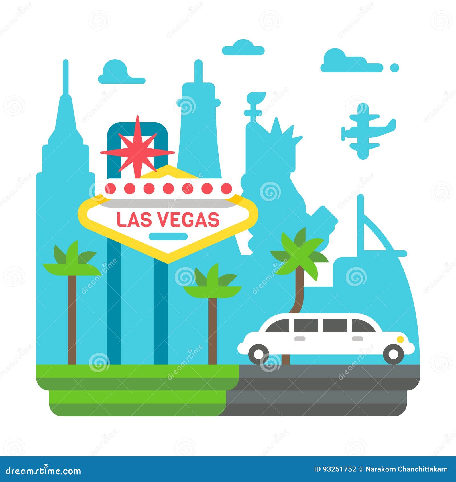 Flat design Las Vegas stock illustration. Illustration of nevada - 93251752