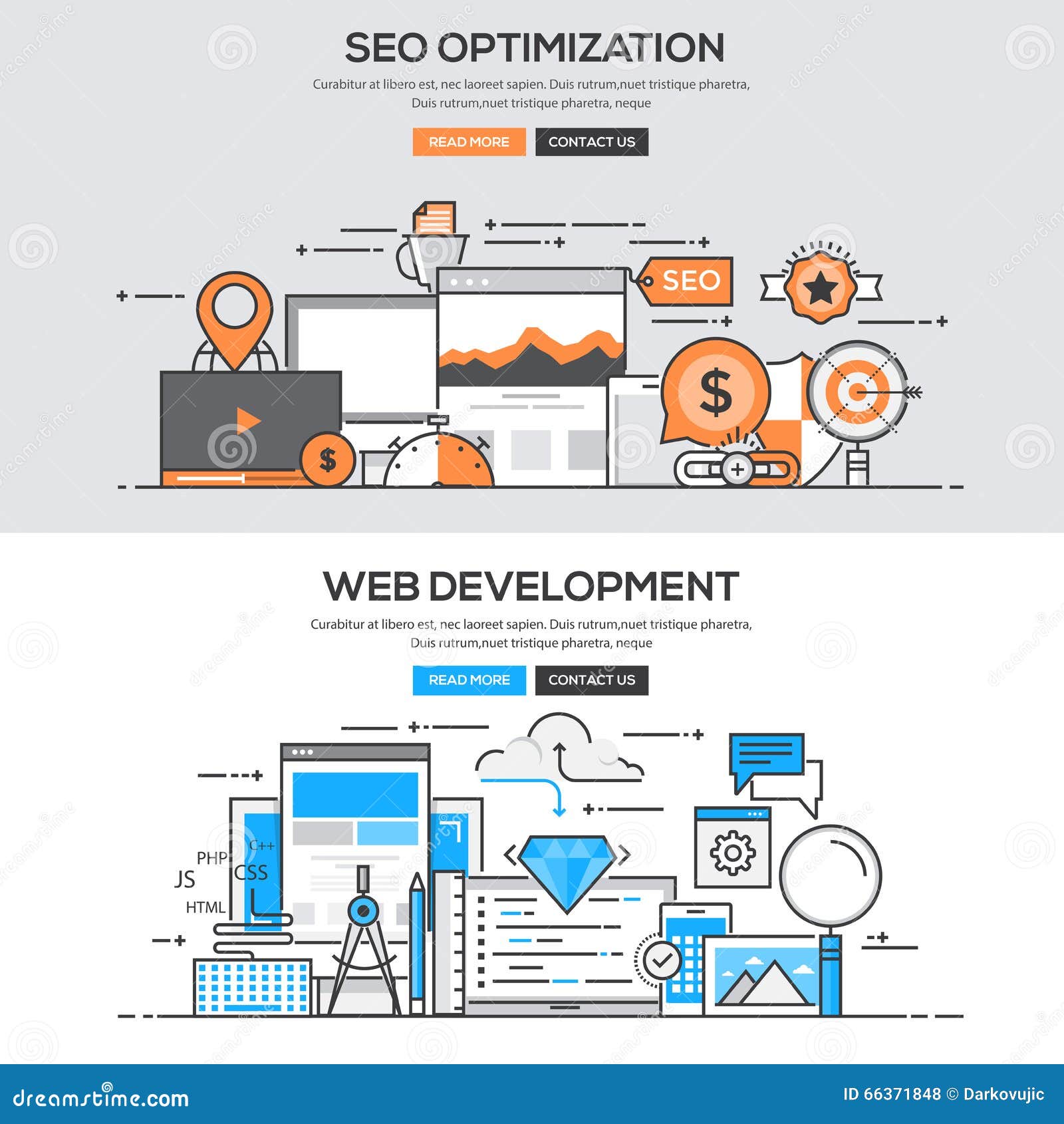 Flat Design Line Concept - Seo & Development Stock Vector ...