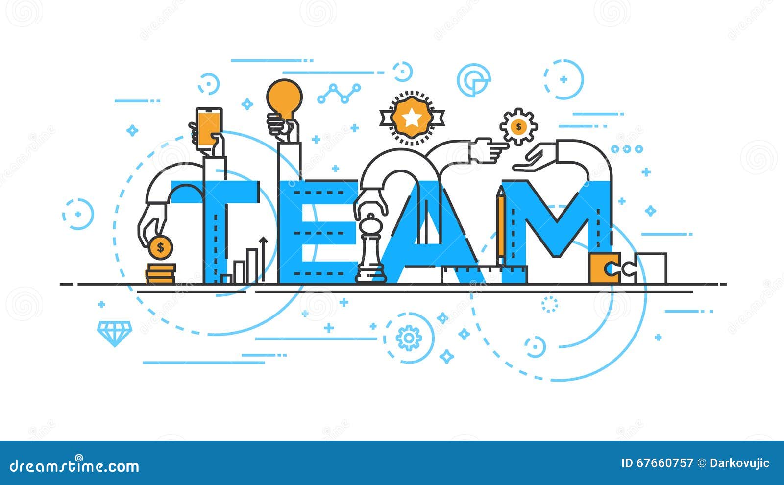 Flat Design Line Concept -Team Stock Vector - Illustration of ...