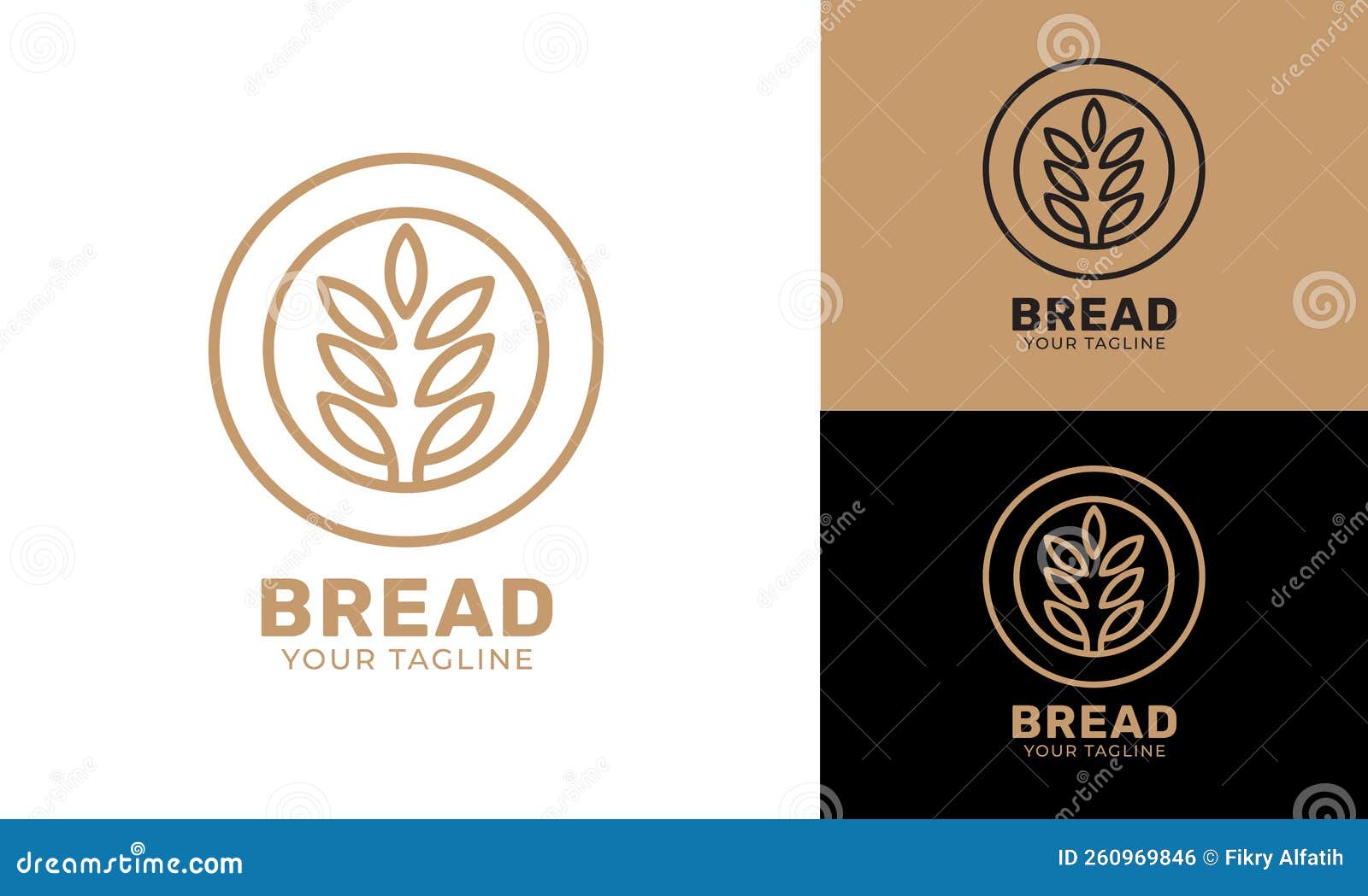 Flat Design Line Modern Wheat Bread Logo Template Stock Vector ...