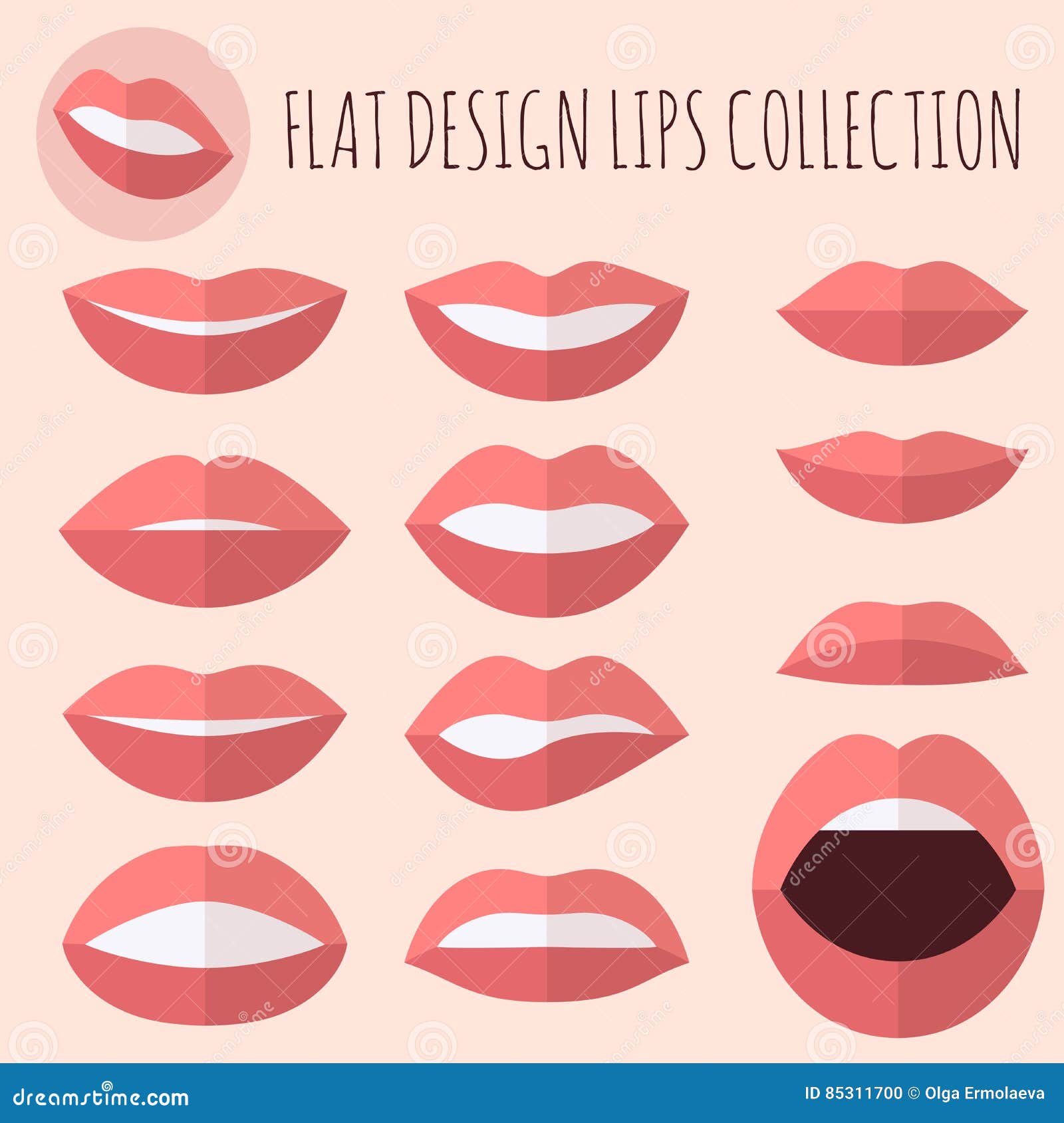 Flat design lips stock vector. Illustration of background - 85311700