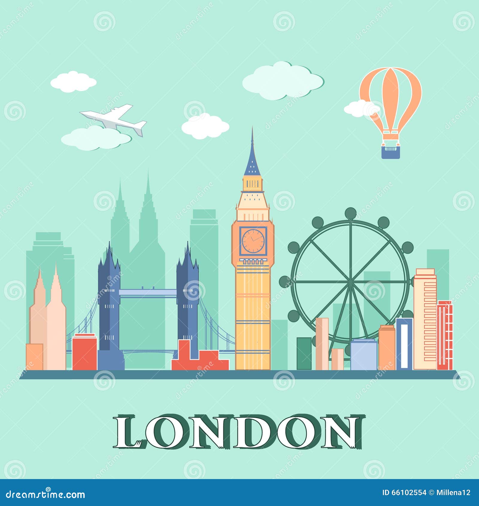Flat Design London City Landscape. Vector Illustration Editorial Stock ...
