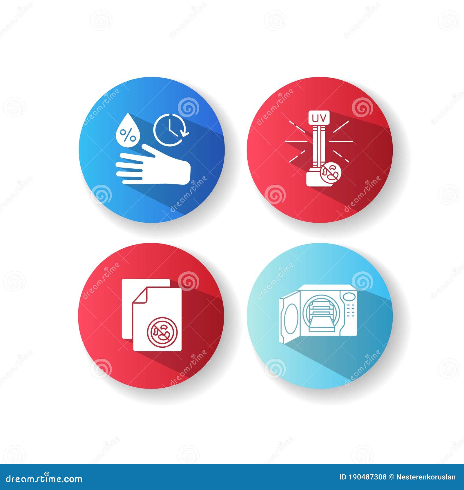 Flat Design Long Shadow Glyph Icons Set Stock Vector Illustration Of