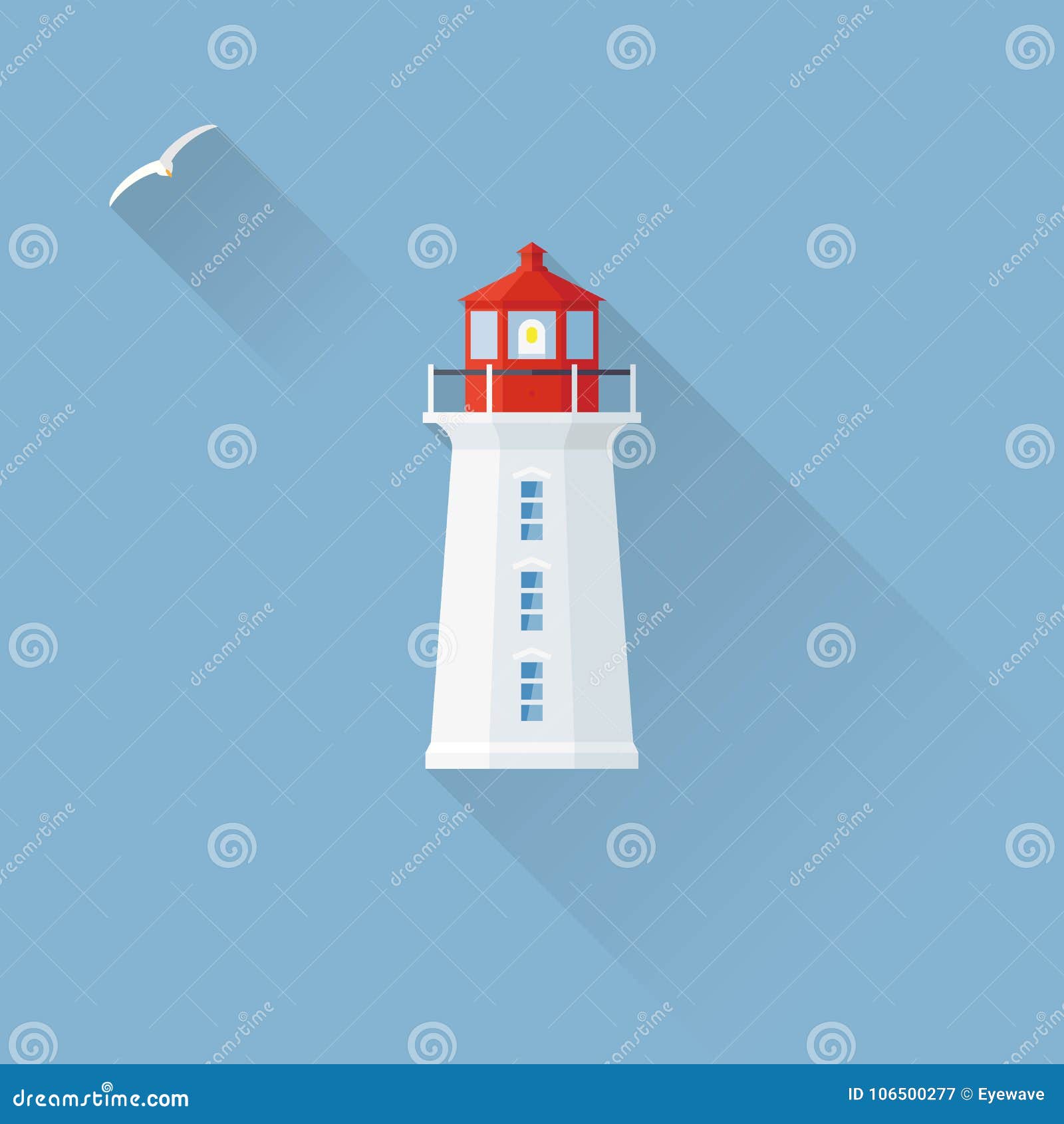 Lighthouse Flat Design Long Shadow Icon Stock Vector - Illustration of ...