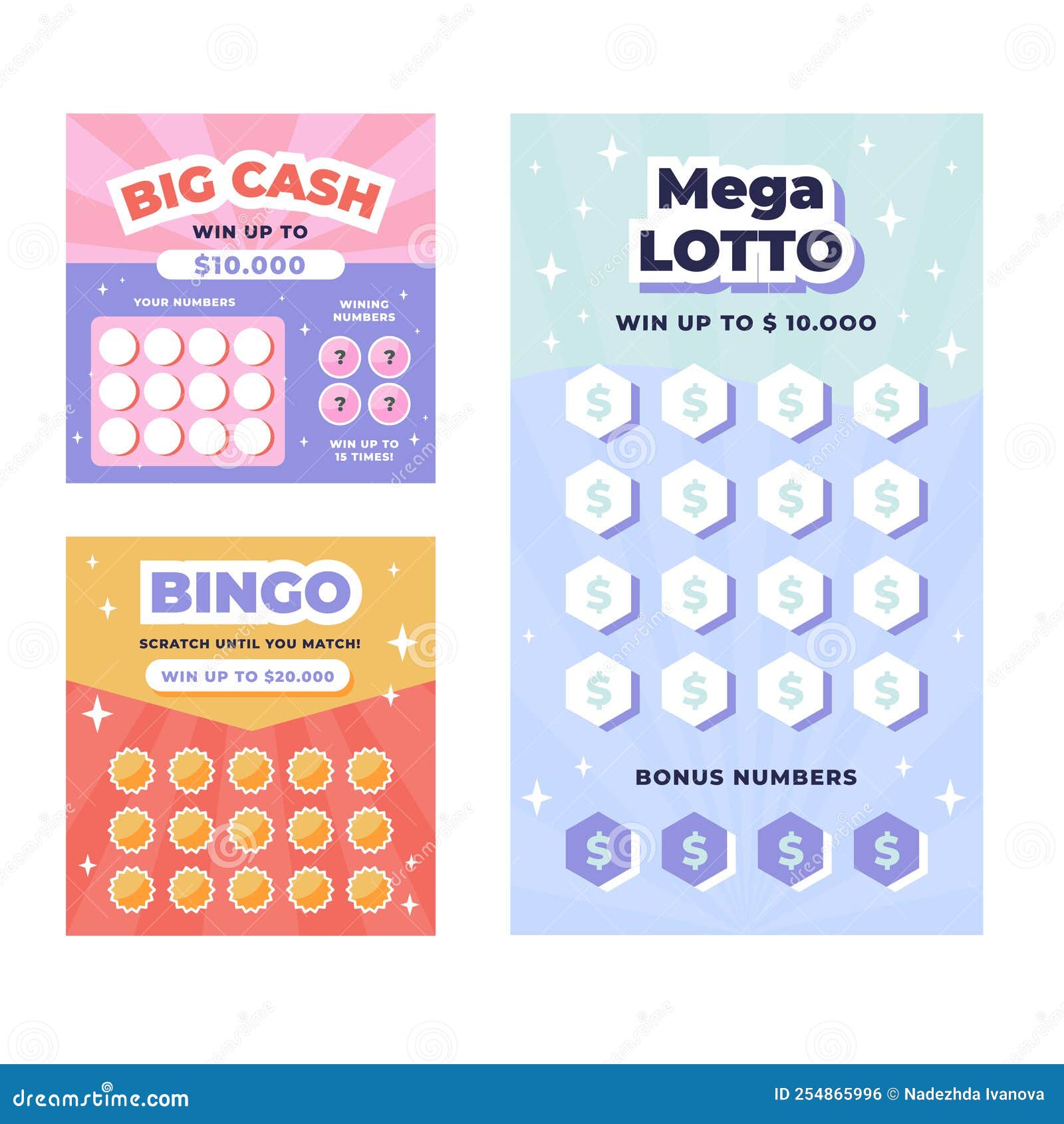 Flat Design Lottery Ticket Vector Illustration Stock Vector ...