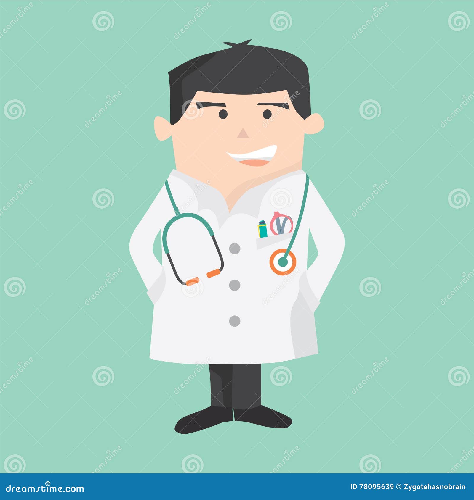 Flat Design Male Doctor Stand Stock Vector - Illustration of physician ...