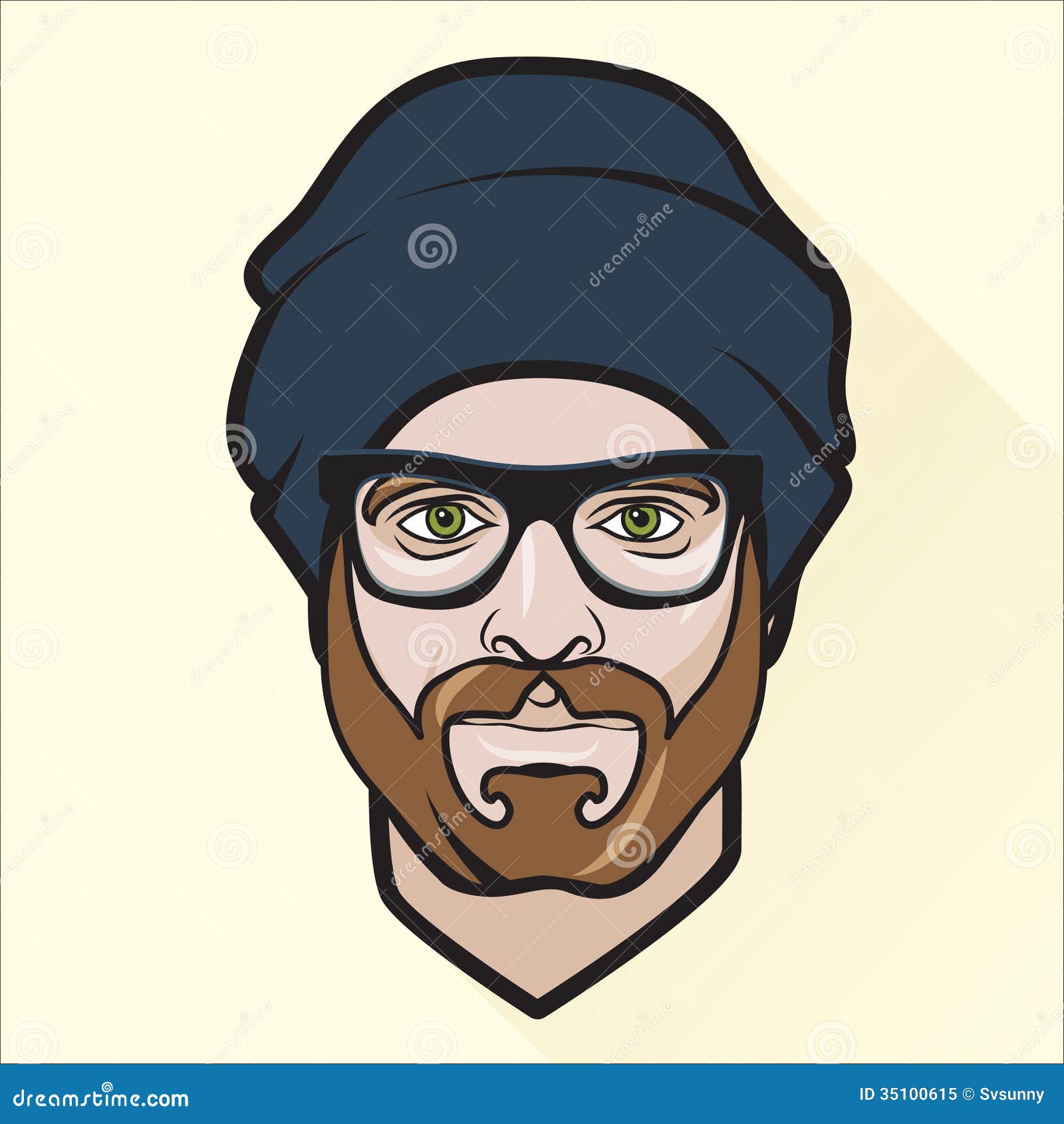 Flat design man s portrait stock illustration. Illustration of mustache ...