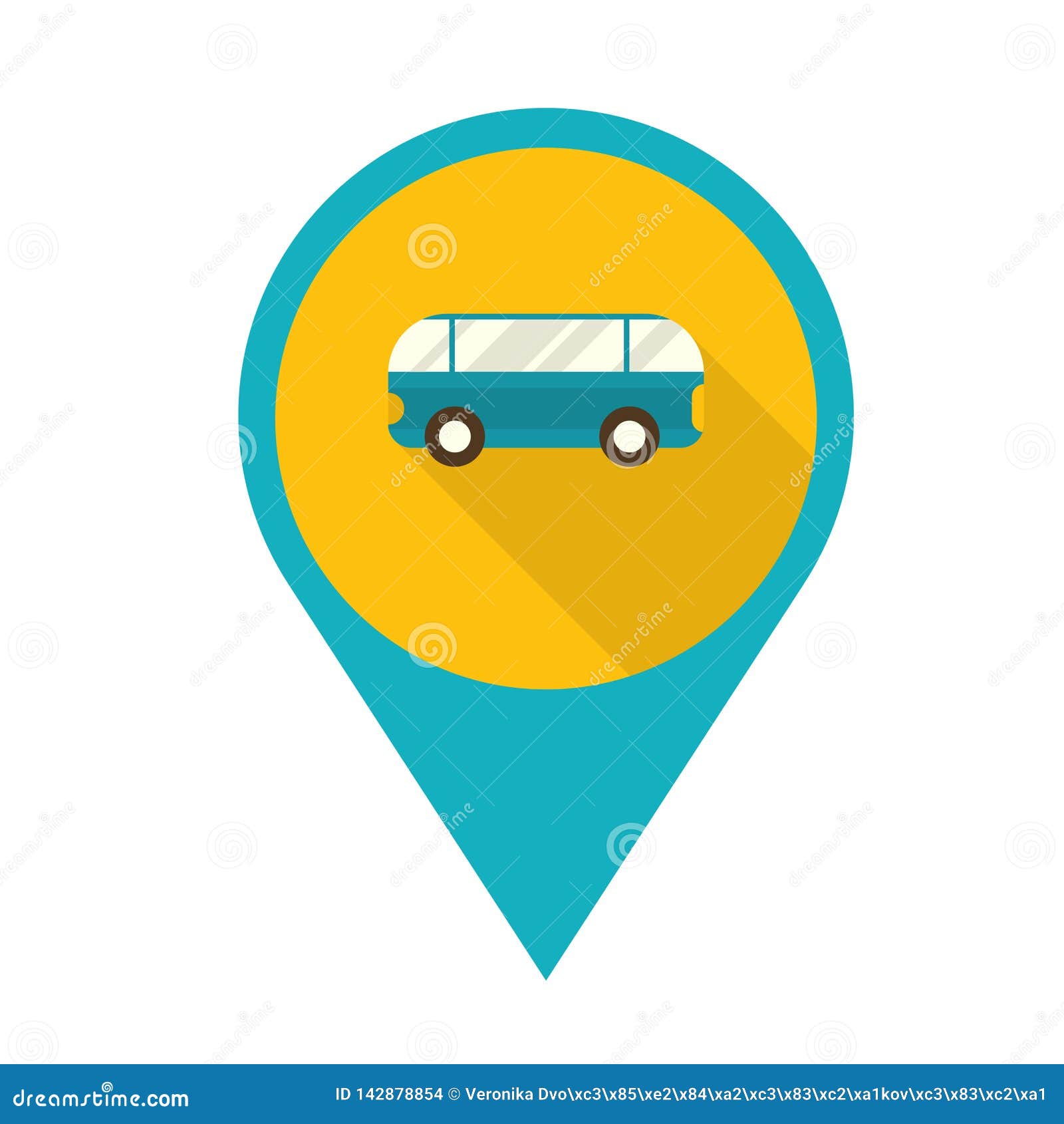 Flat Design Map Marker with Bus. Vector Illustration Stock Vector ...