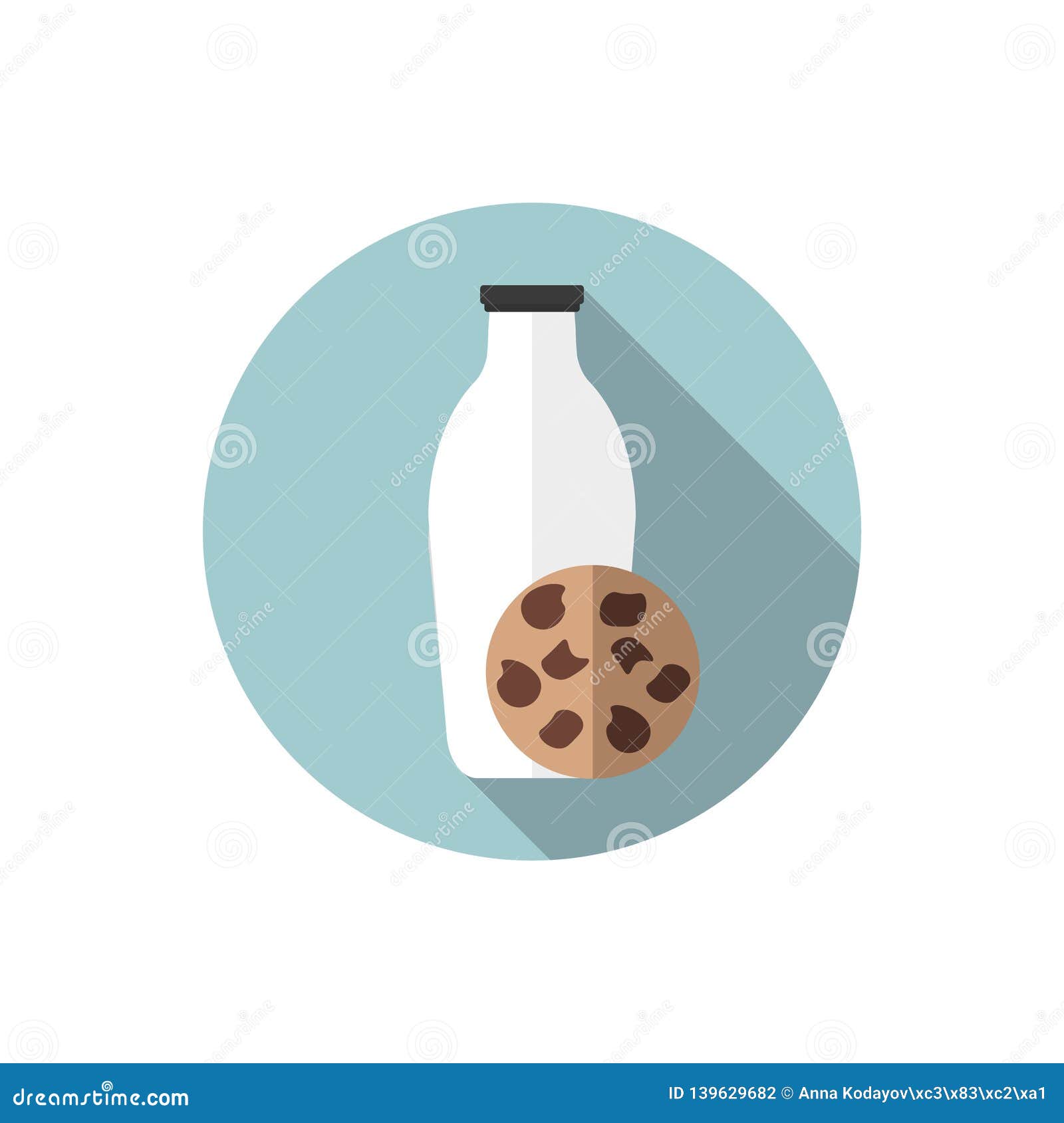 Flat Design Milk and Cookie Stock Vector - Illustration of cookie ...