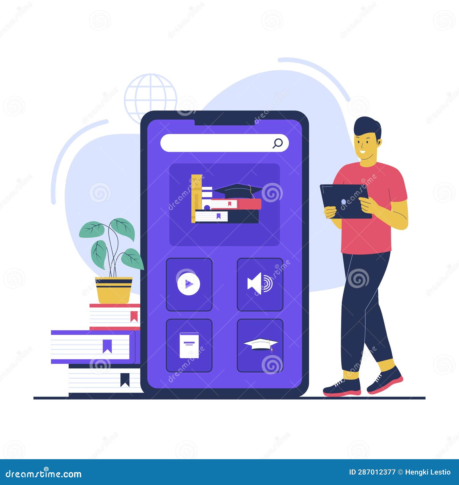 Flat Design of Mobile App for Education and E-learning Stock Vector ...