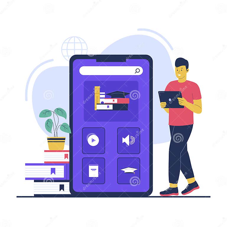 Flat Design of Mobile App for Education and E-learning Stock Vector ...