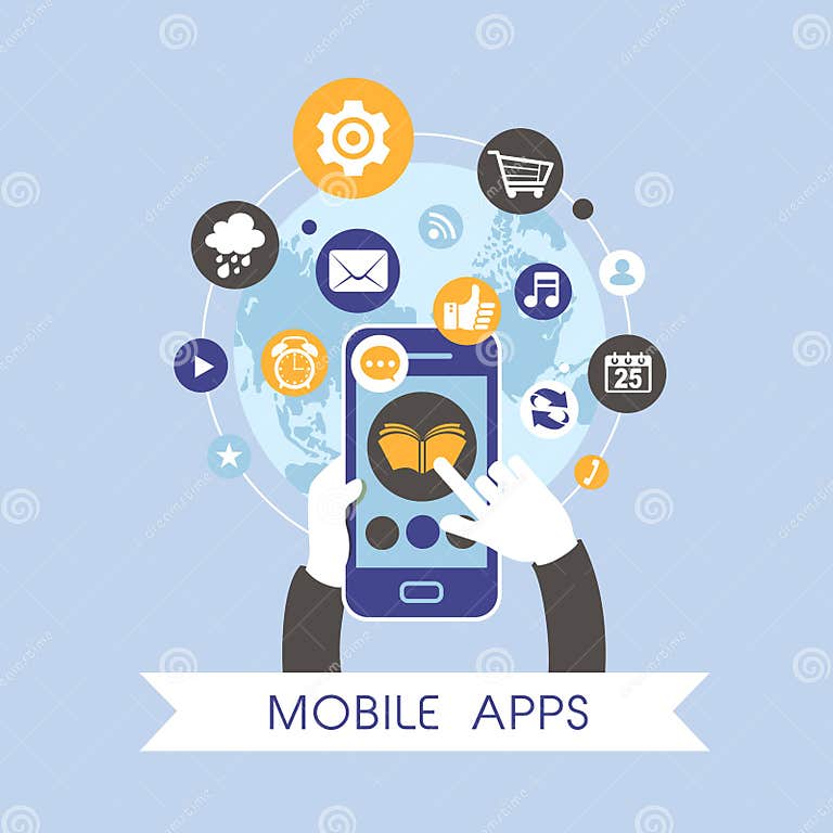 Flat Design for Mobile Apps Concept Set Stock Vector - Illustration of ...