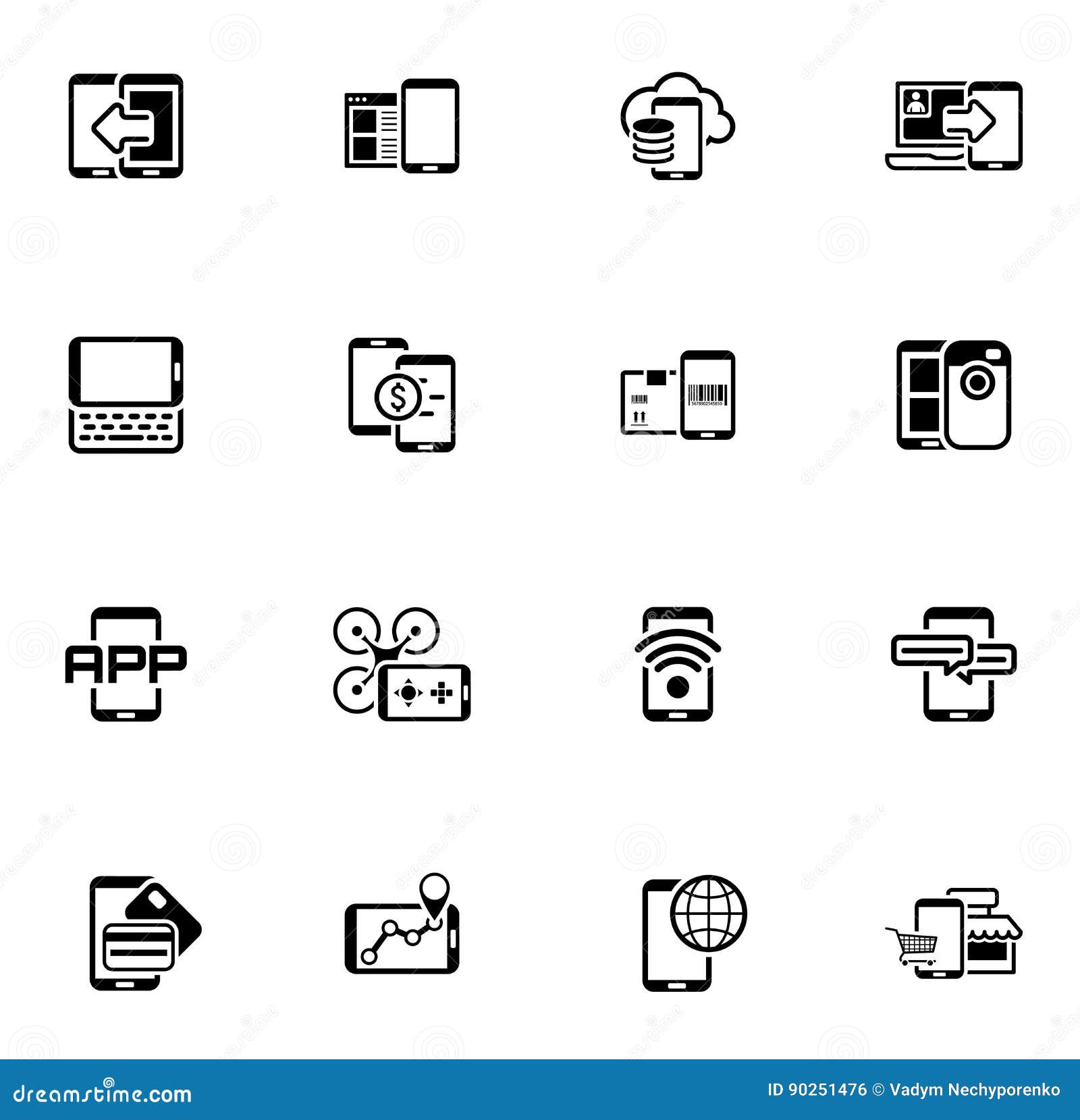 Flat Design Mobile Devices and Services Icons Set. Stock Vector ...
