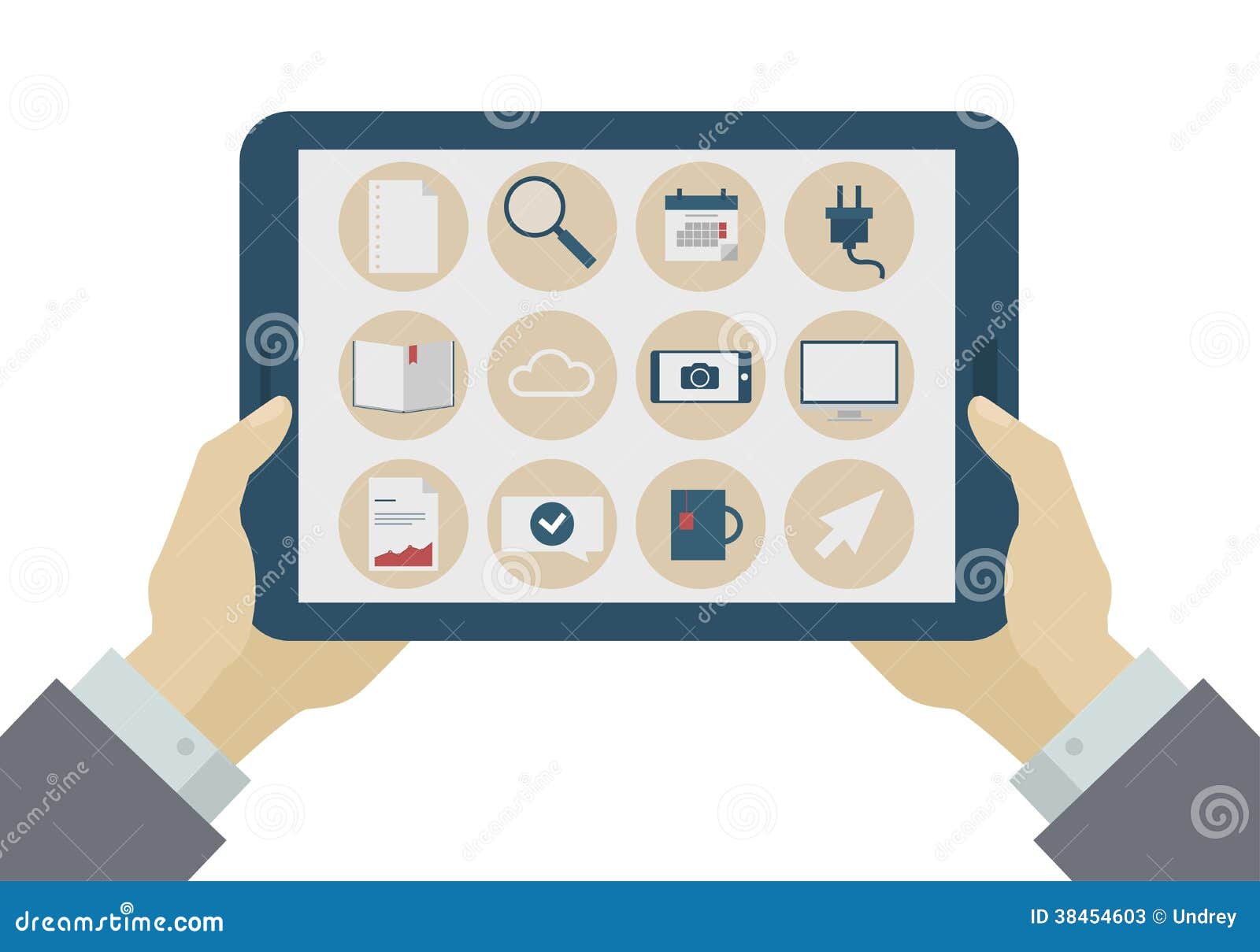 Flat Design Mobile, Tablet, Icons on Display. Stock Illustration ...