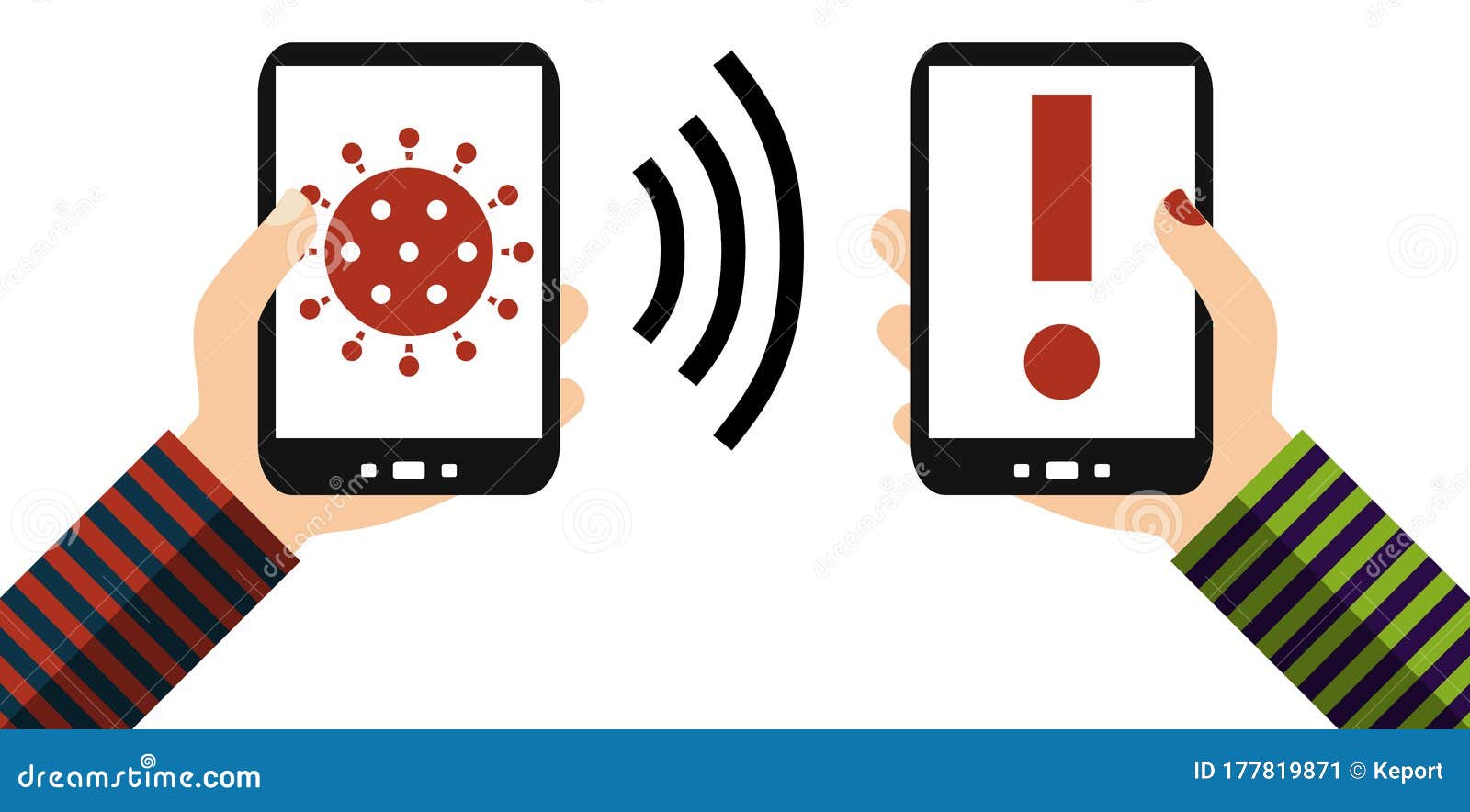 Flat Design: Mobile-Tracking App for Coronavirus Warning Stock ...