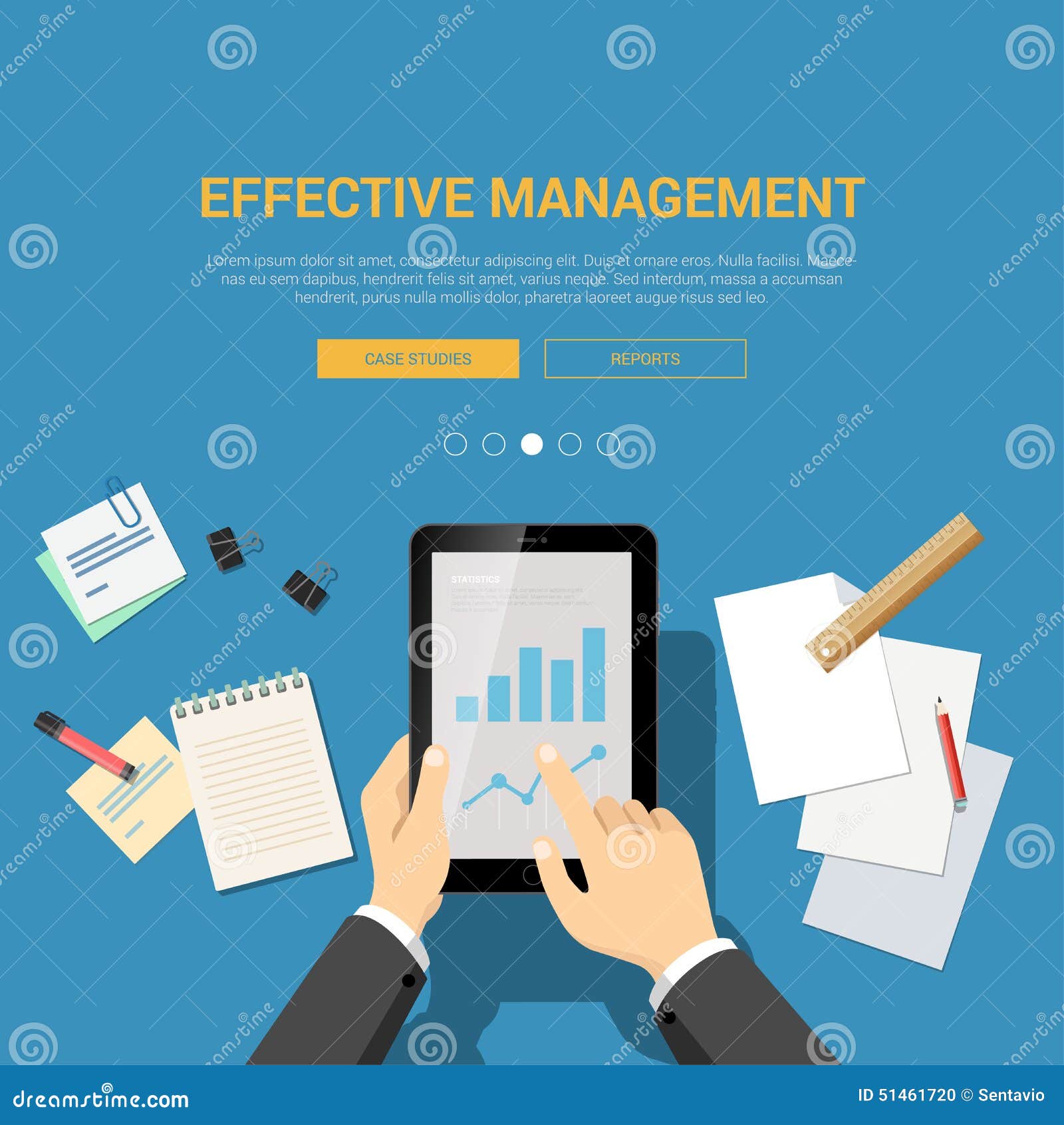 Flat Design Mockup Template for Effective Management Stock Vector ...