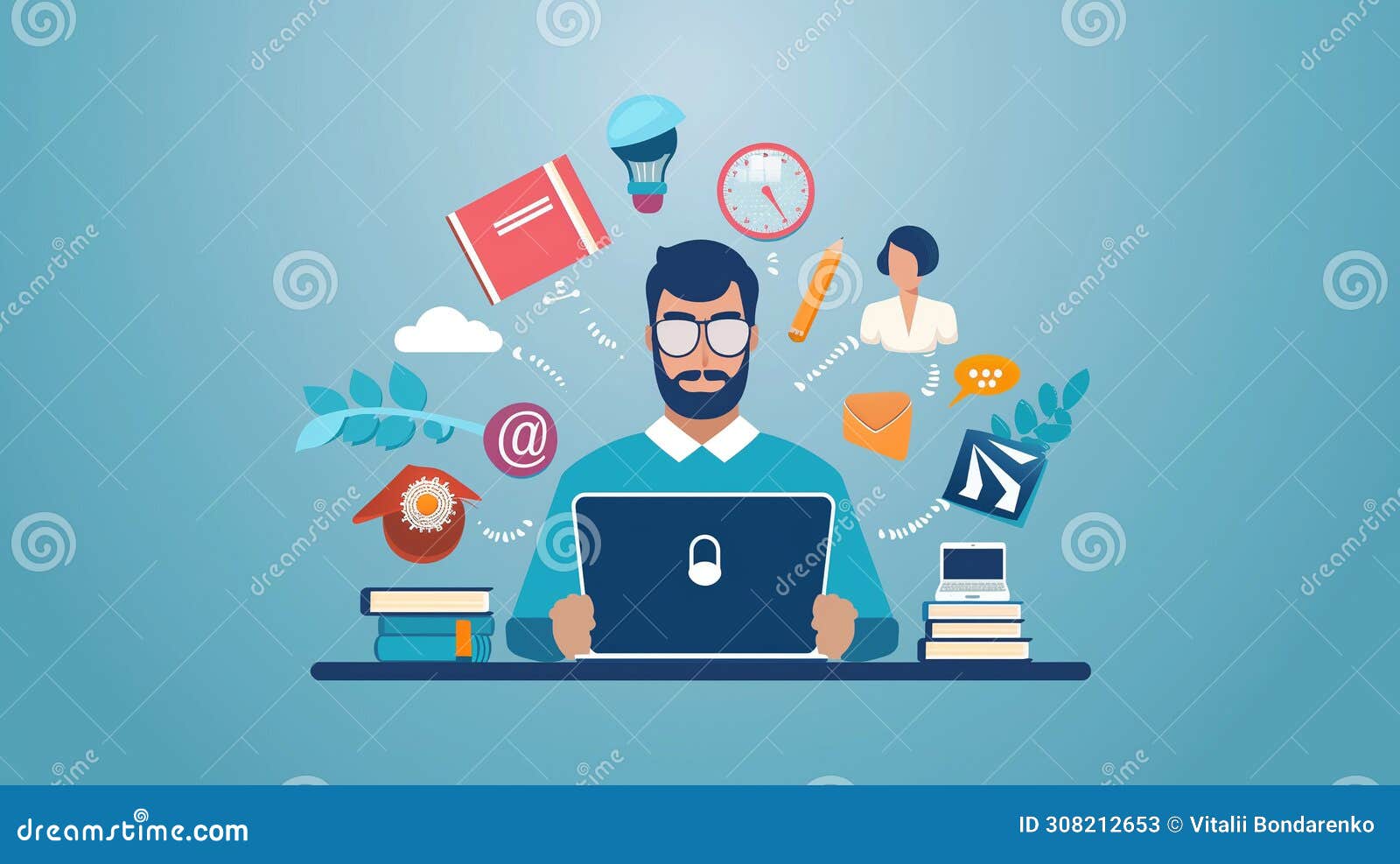 Flat Design Modern Illustration Concept of Online Education, E-learning ...