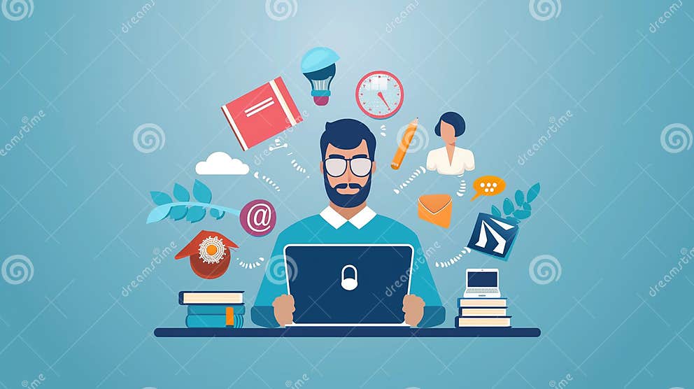 Flat Design Modern Illustration Concept of Online Education, E-learning ...