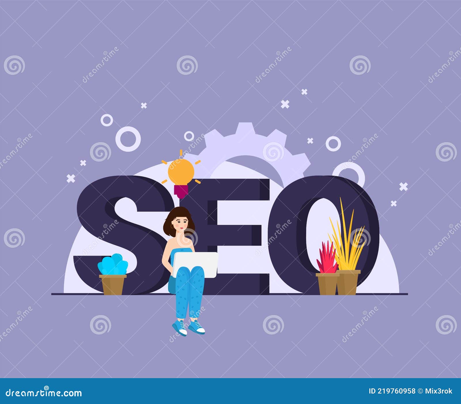 Flat Design Modern Vector Illustration Concept of SEO Word Combined ...