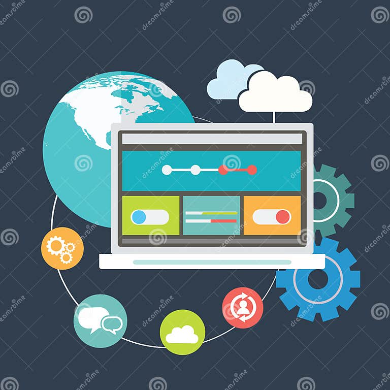 Flat Design Modern Vector Illustration Icons Set of Website SEO ...