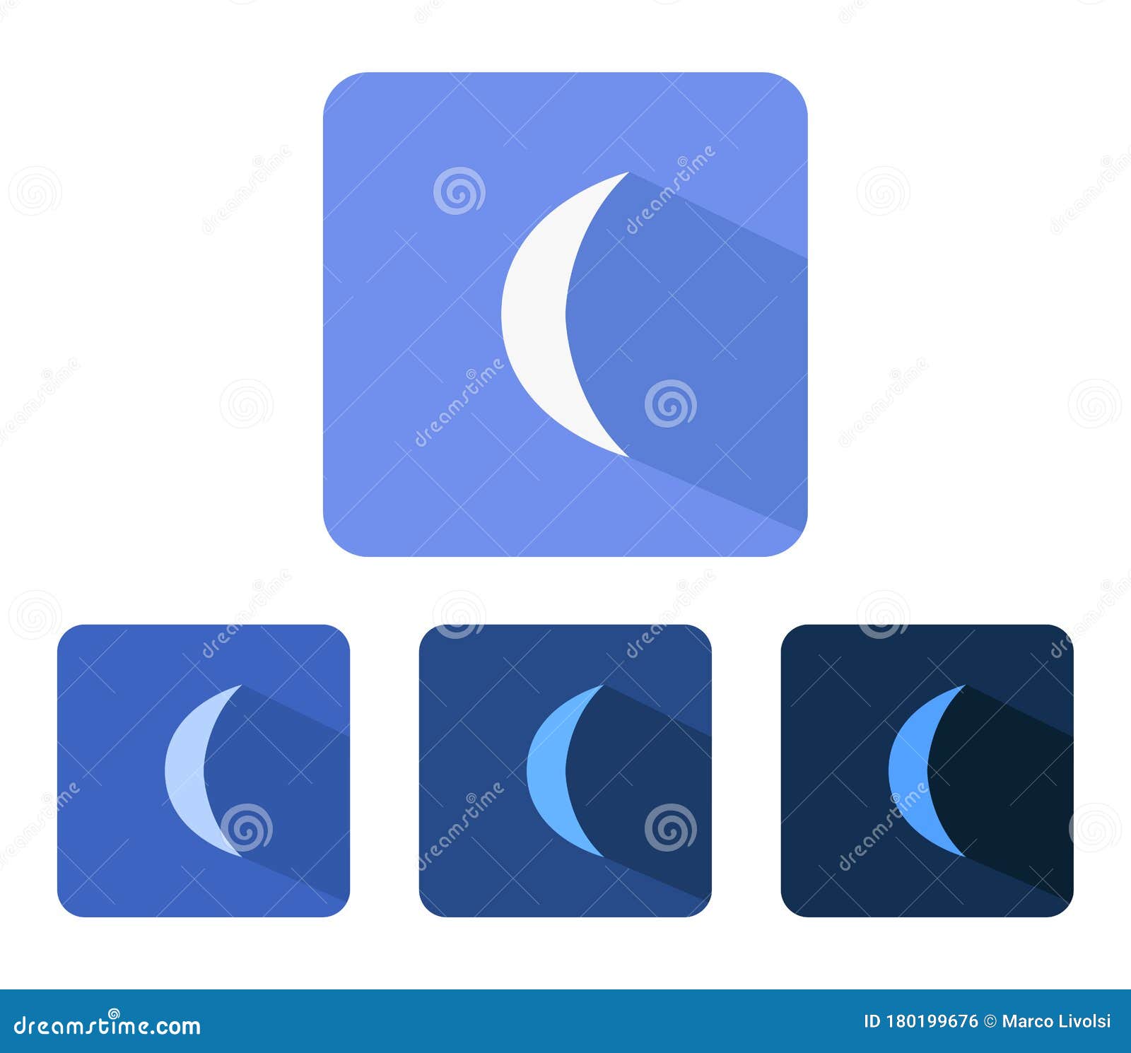 Flat Design Moon Icon Illustrated in Vector on White Background Stock ...