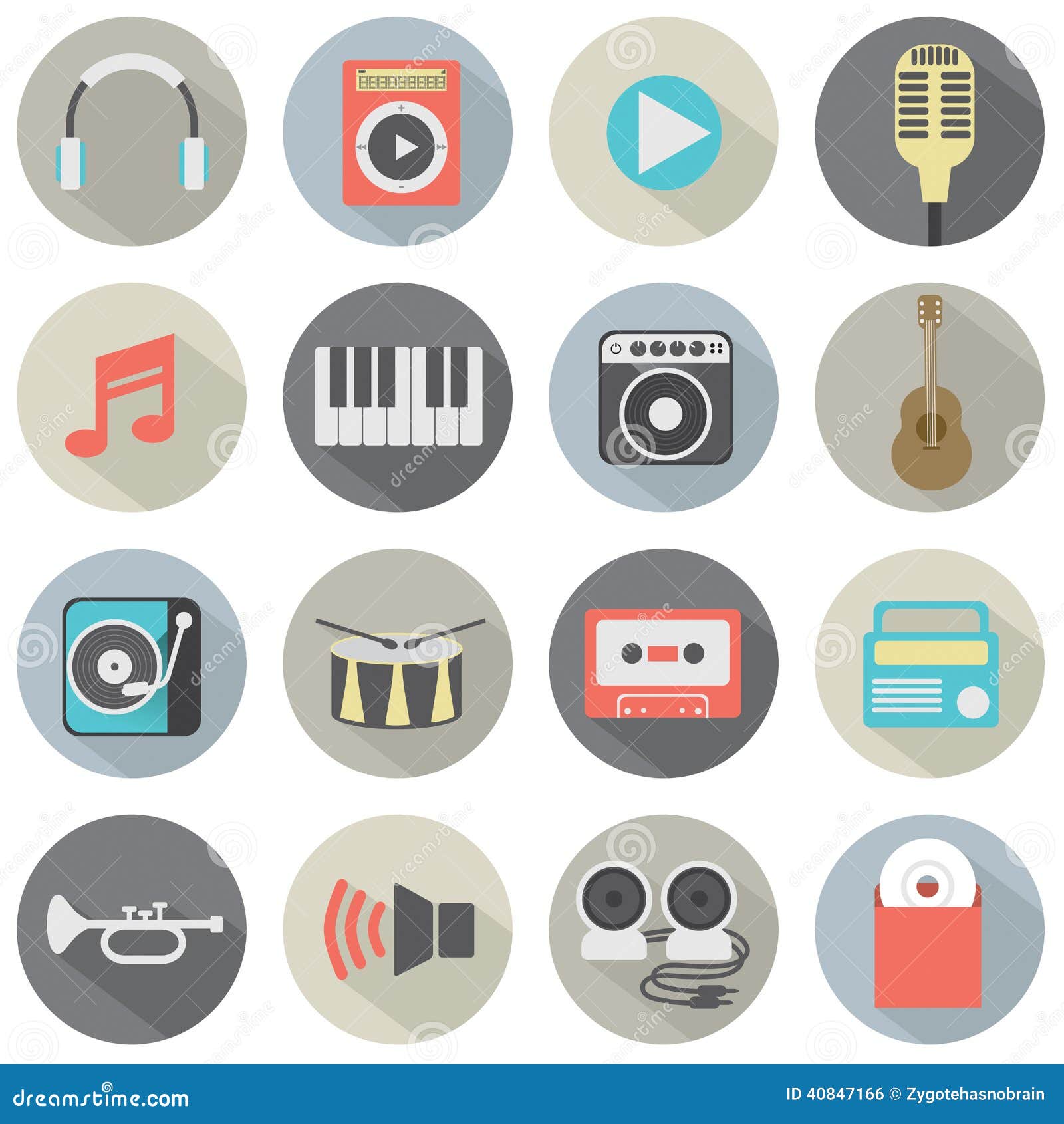 Flat Design Musical Icons stock vector. Illustration of design - 40847166