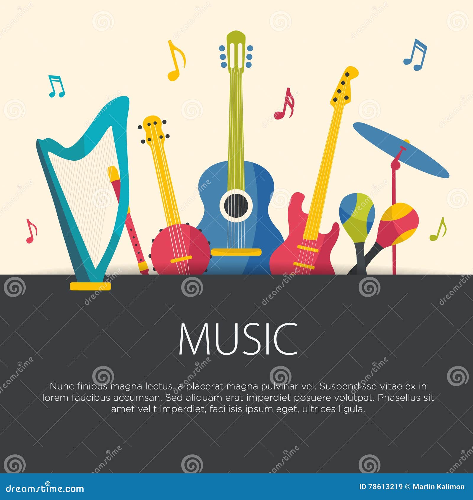 Flat Design Musical Instruments. Stock Vector - Illustration of design ...
