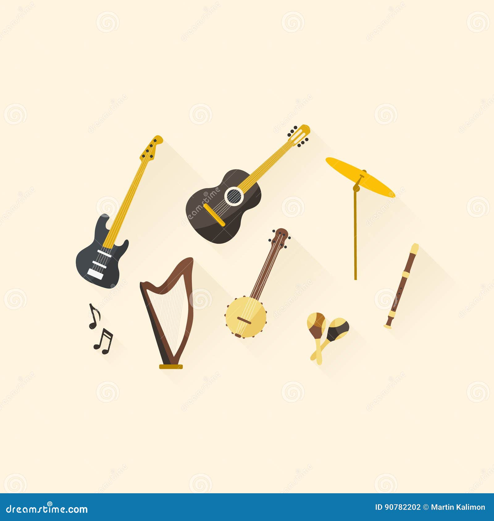 Flat Design Musical Instruments. Stock Vector - Illustration of musical ...
