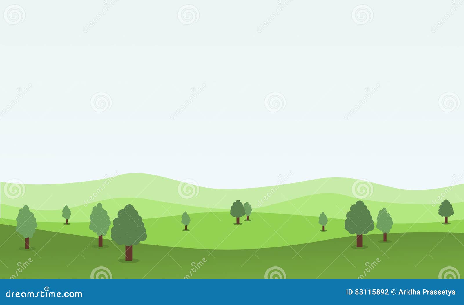 Flat Design Nature Landscape with Hill Stock Vector - Illustration of ...