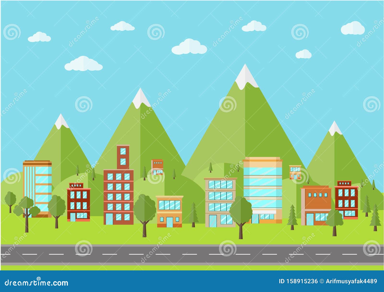 Flat Design Nature Landscape Stock Vector - Illustration of design ...