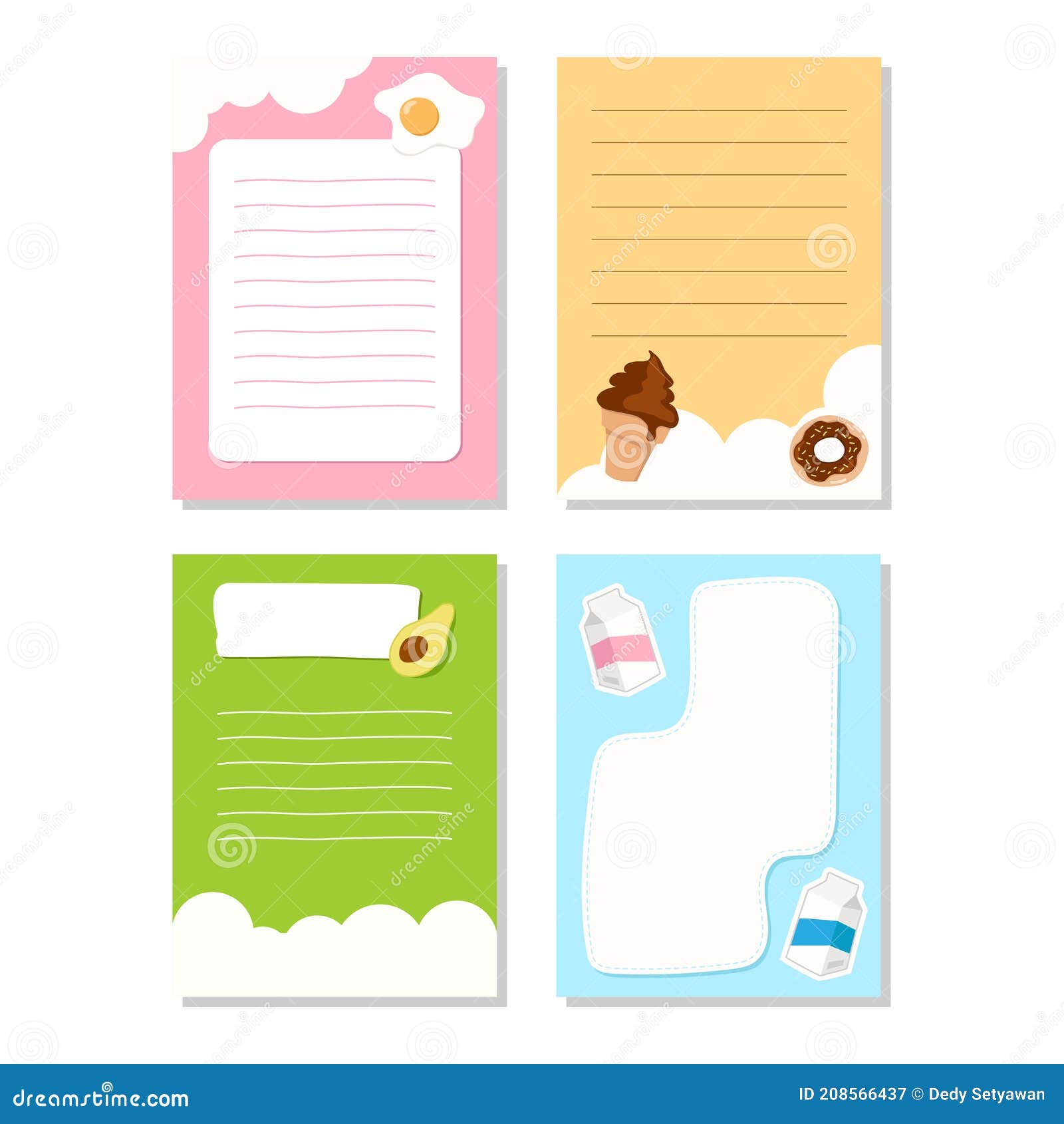 Flat Design Note Paper Sheet Stock Vector - Illustration of note ...