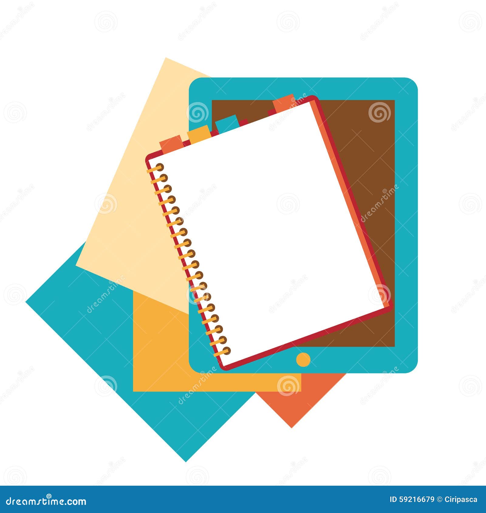 Flat Design of Notepad, Paper Sheets and Tablet Stock Vector ...