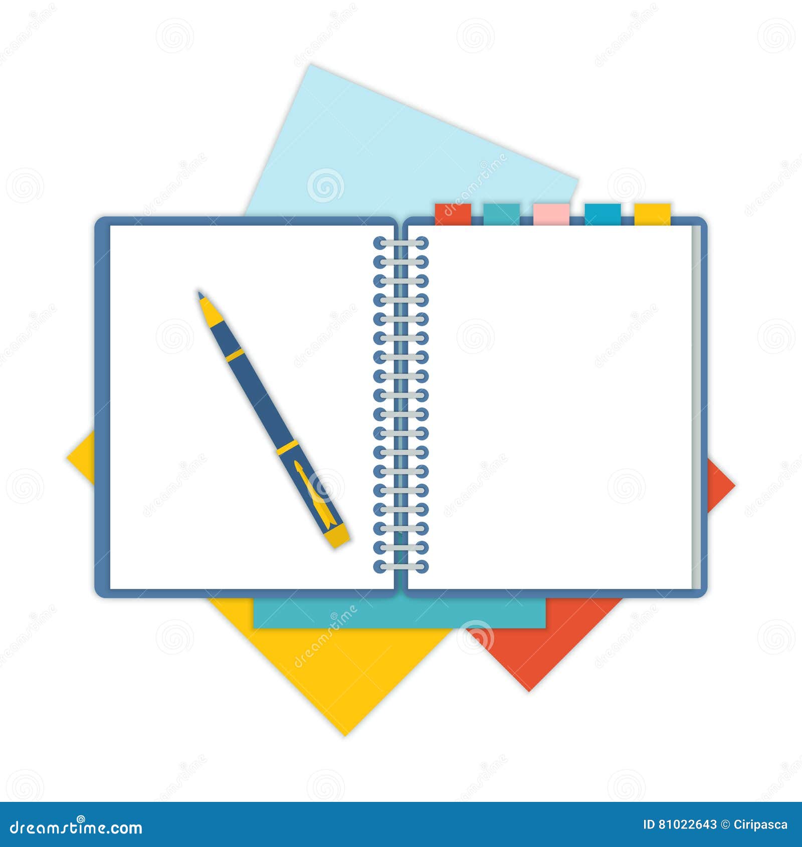 Flat Design Notepad with a Pen Stock Vector - Illustration of document ...